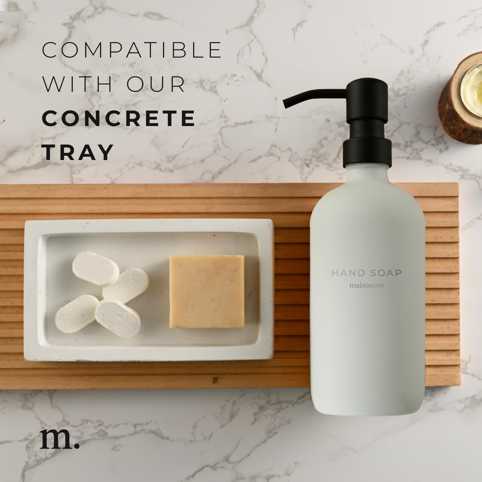 MaisoNovo Soap Dispenser 1-Piece Set | 16.9oz White Bottles with Black Stainless Steel Pump
