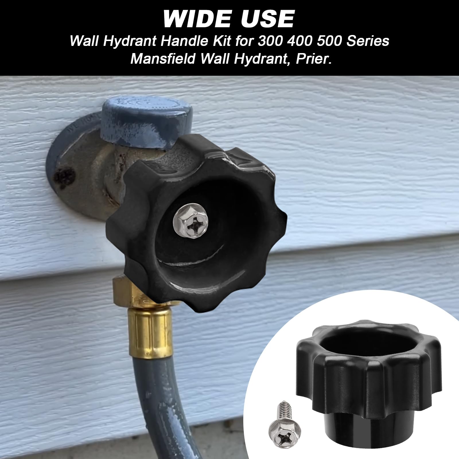 VIDABTE 630-7965 Wall Hydrant Handle Kit for Prier Mansfield 300 400 500 Series, Outdoor Faucet Handle Replacement Frost Proof Wheel Shaped Outdoor Faucet Repair kit Accessories