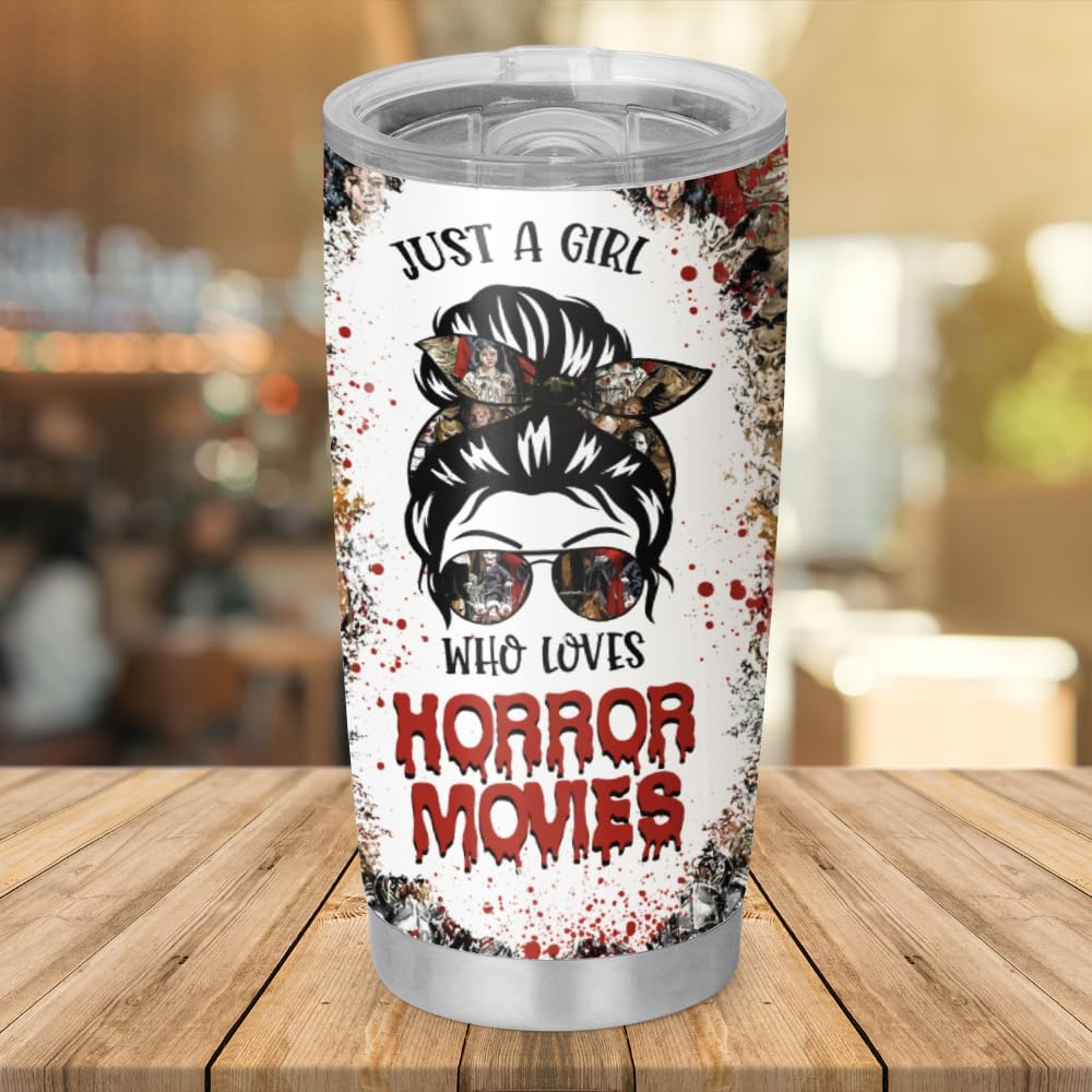 Campfami Personalized Horror Movie Lover Tumbler - Halloween Cup With Characters, Gift for Adults Women, 20oz 30oz Travel Coffee Mug