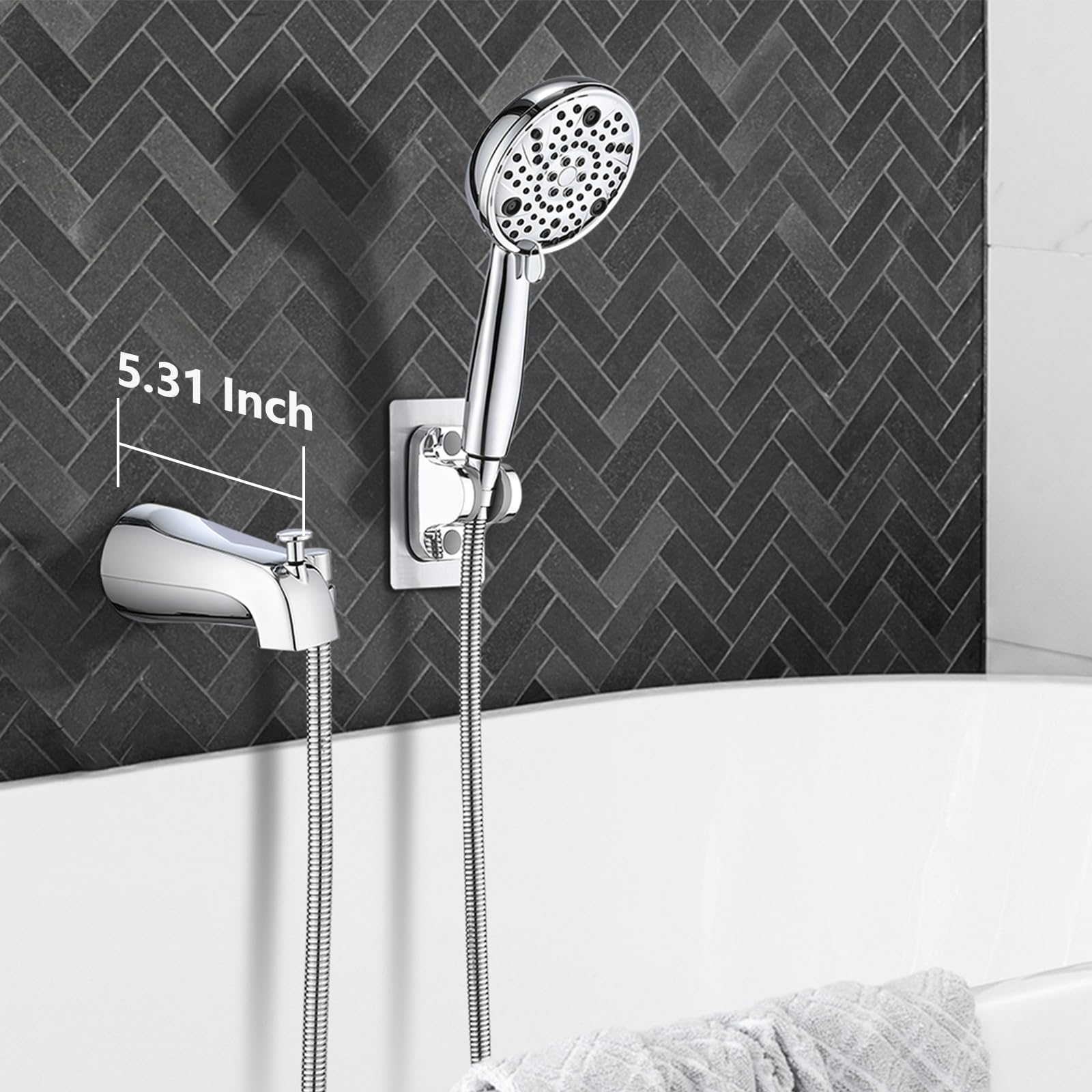 Sperwoesy All Metal Tub Spout with Diverter Chrome, Fits 1/2β or 3/4" Threaded Pipes, Bathtub Faucet with Shower Diverter for Convenient Water Control