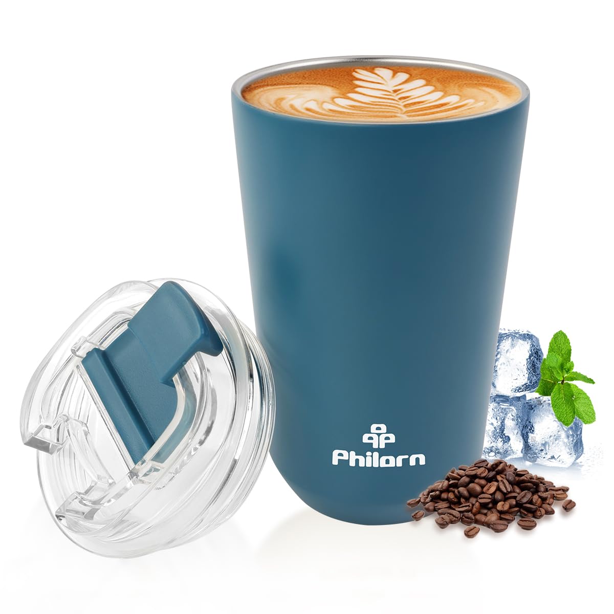 PHILORN Coffee Mug with Lid, 12 OZ Travel Mug, Leak-proof to go Coffee Mug, Stainless Steel Thermal Coffee Mug with Double Wall, Insulated Coffee Tumbler for Men and Women for Hot & Cold Drinksā¦