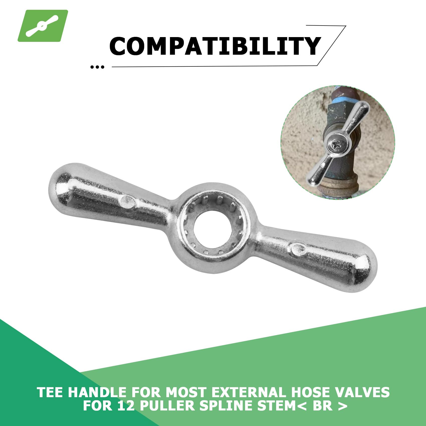 PP806-15 01-5097 Metal Outside Faucet Hose Bibb Tee Handle,Spigot Handle Replacement,Lawn Hose Nozzle Tee Handle,Hose Tap Tee Handle,Hose bib Handle Replacement,12 Point Broach(4pack)