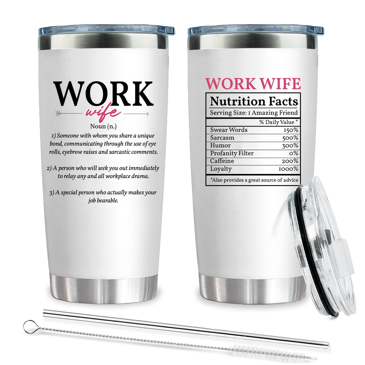 CHICKOR Work Wife Tumbler 20 oz – Funny Work Wife Gifts for Women, Coffee Travel Mug, Office Bestie Appreciation, Work Wifey Insulated Stainless Steel Cup for Coworkers, Boss, Friends