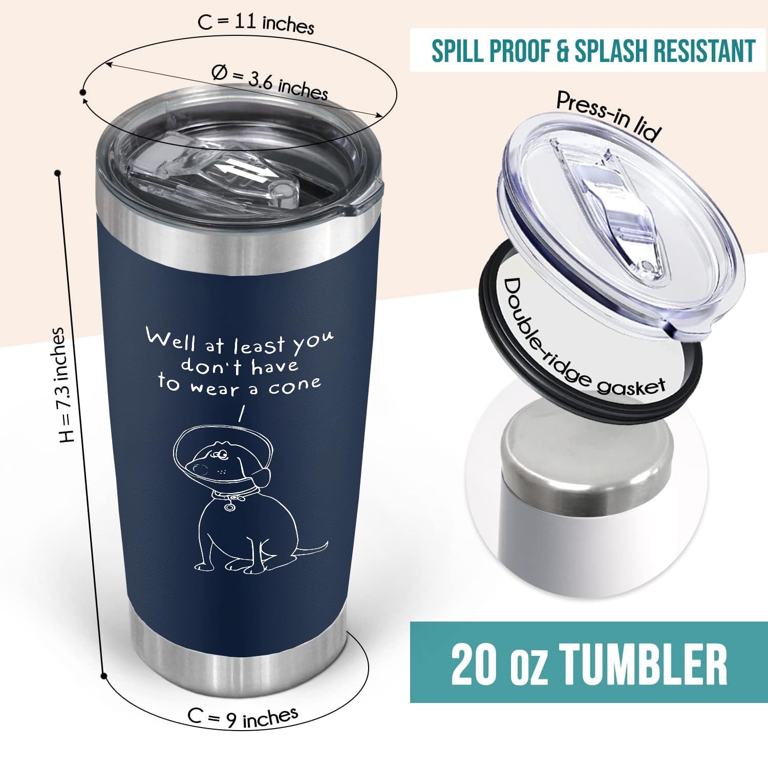 CHICKOR Stainless Steel Tumbler, 20.0 fl oz, Charcoal Purple - Get Well Soon Gifts for Men Women Post Surgery