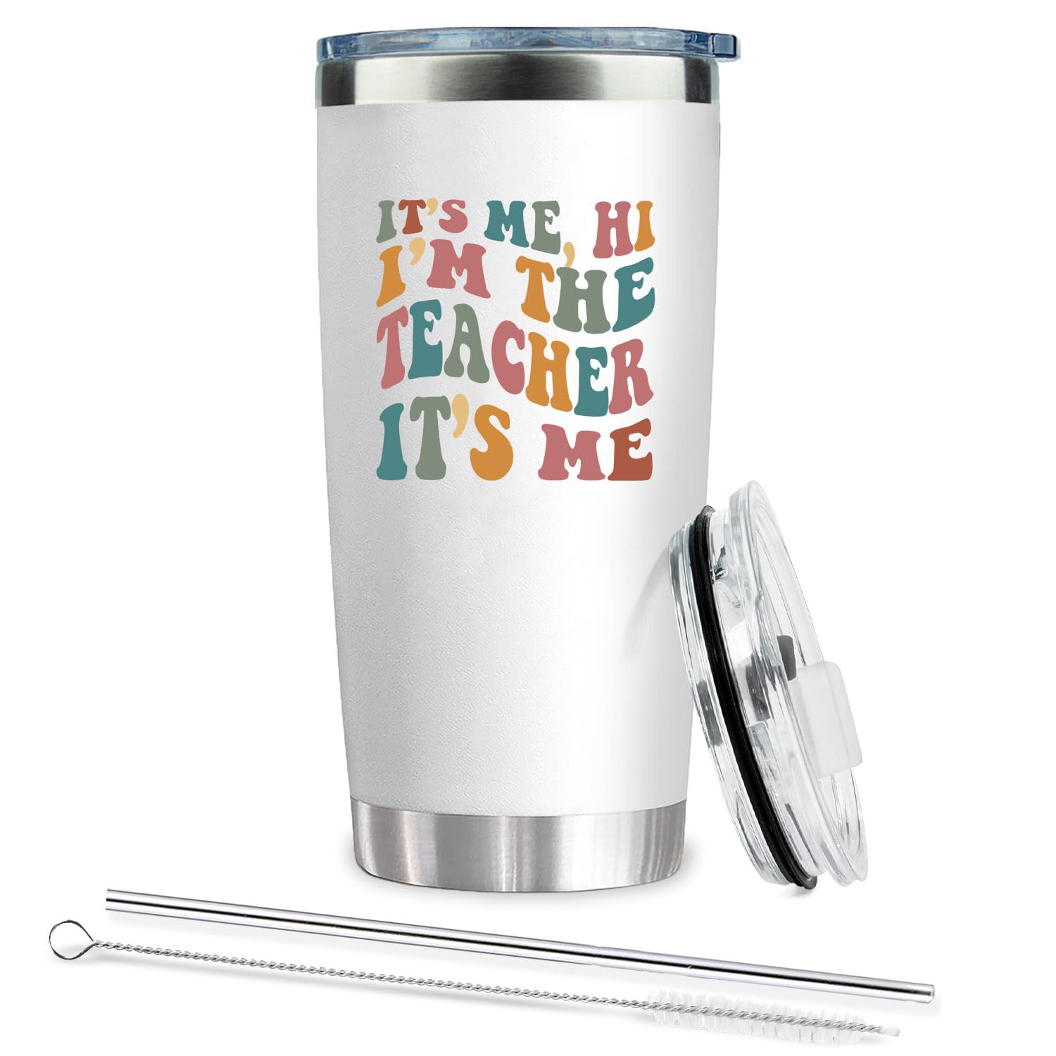 Hi It's Me I'm The Teacher Tumbler 20 Oz - First Grade Teacher Back To School Gift for Signer Merch Fans - Appreciation and Stress Relief Gift for Easter, Valentine, Christmas