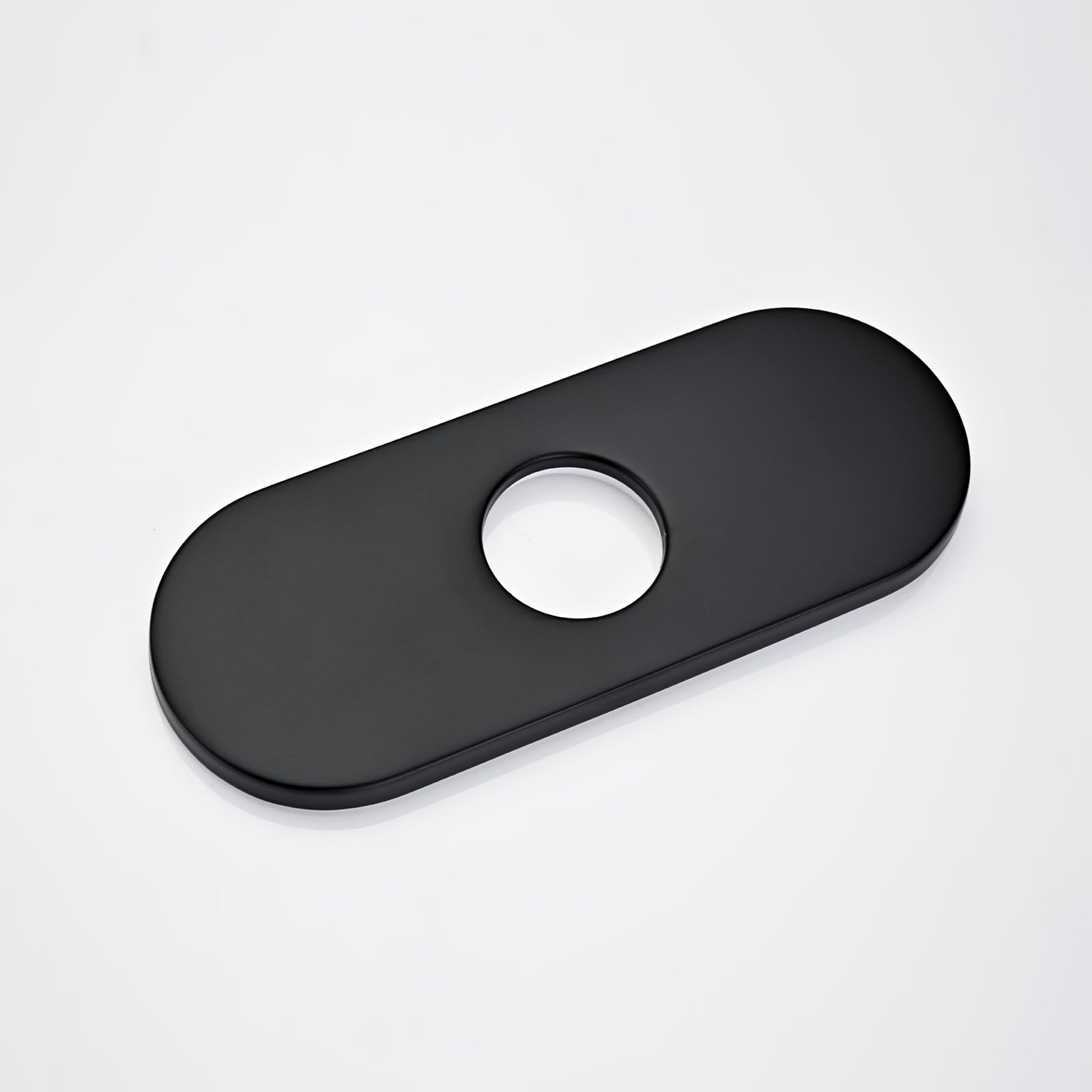 6 Inch Faucet Deck Plate for Bathroom Sink - Universal Fit for 1 Hole or 3 Hole 4 Inch Centerset Basins - Escutcheon Faucet Plate - Stainless Steel Faucet Hole Cover(Matte Black)