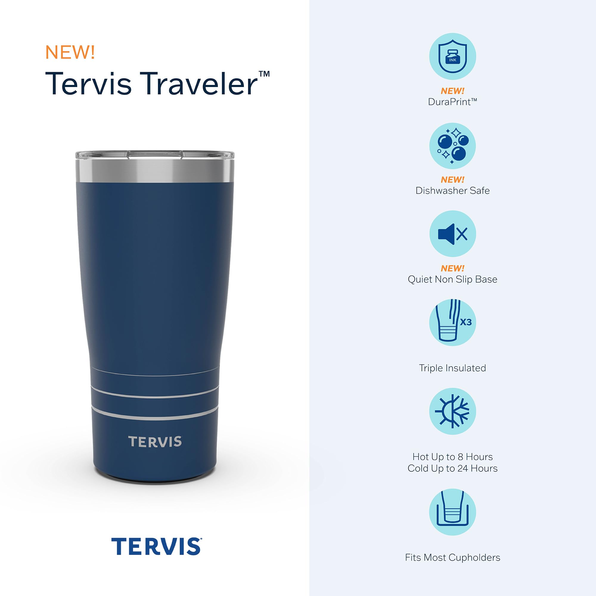 Tervis Traveler NFL Washington Commanders - Slogan Triple Walled Insulated Tumbler Travel Cup Keeps Drinks Cold & Hot, 20oz, Stainless Steel