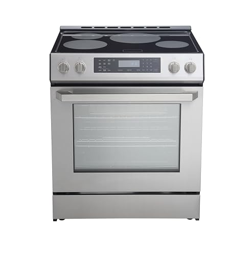 RANGAIRE RRI303GS 30" Range, 4 Induction Burners, 5.0 cu. Ft. Capacity, Freestanding Slide-in AirFry, True Convection Oven, Self Cleaning, Easy Reach Racks, Glass Touch, Stainless Steel