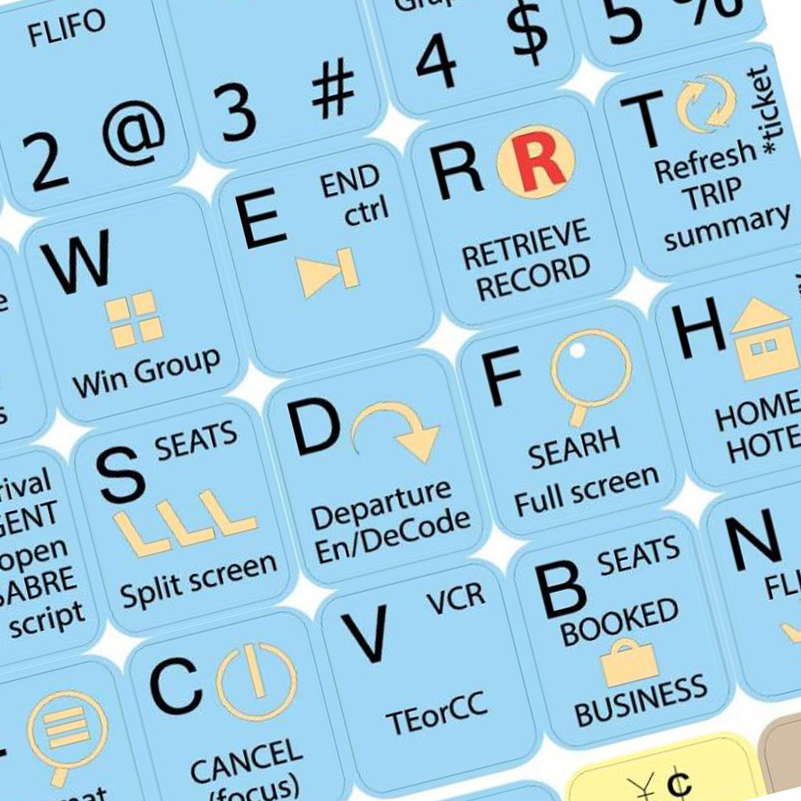 Sabre Travel Network - Keyboard Stickers Label Shortcut for Computer, Laptop, Notebook
