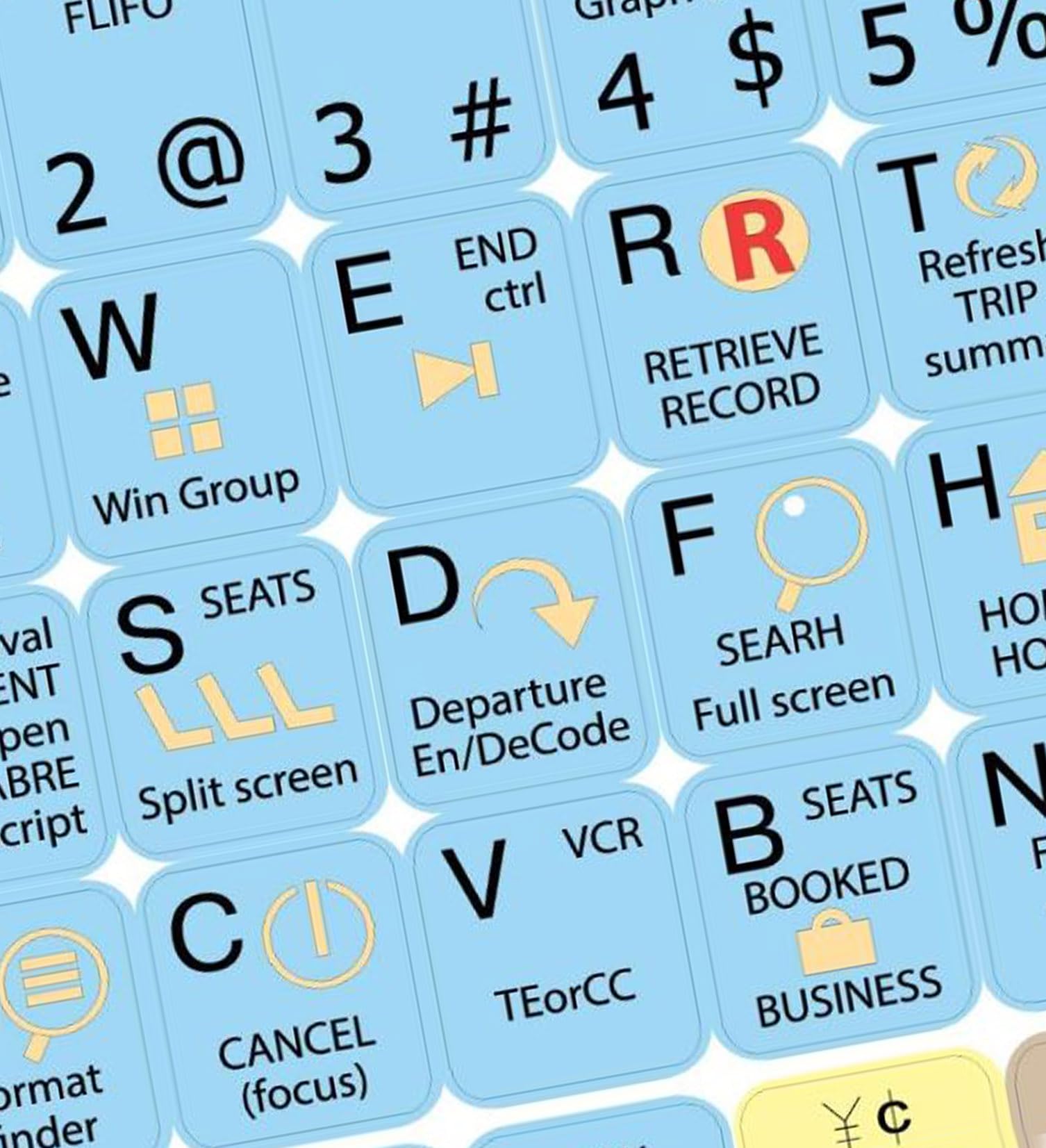 Sabre Travel Network - Keyboard Stickers Label Shortcut for Computer, Laptop, Notebook
