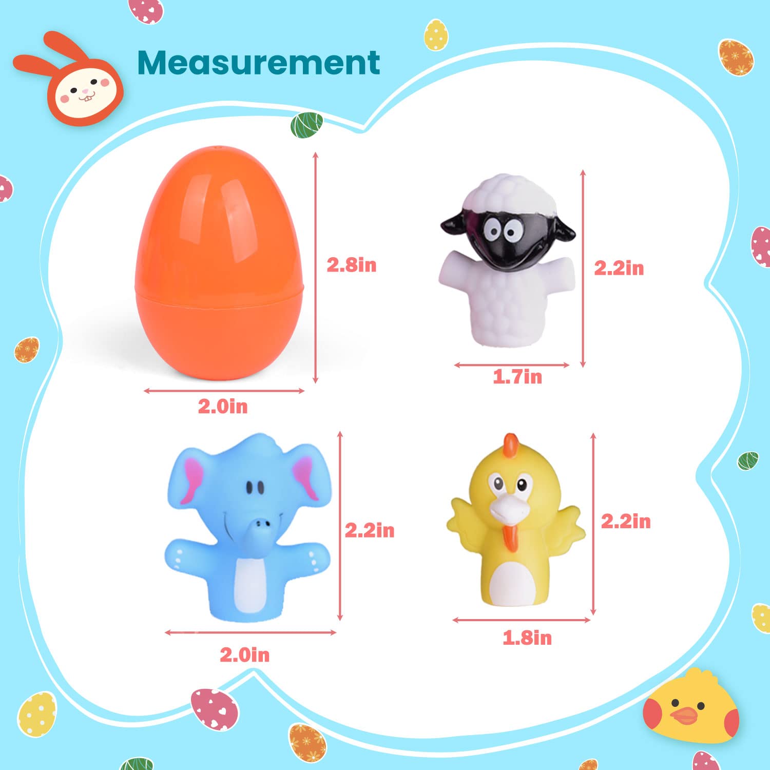FUN LITTLE TOYS 12 PCs Easter Eggs Prefilled with Animal Finger Puppets, Easter Party Favors, Easter Basket Stuffers, Fillers Easter Egg Hunt, Goodie Bags Fillers, Classroom Prizes (12PCS)