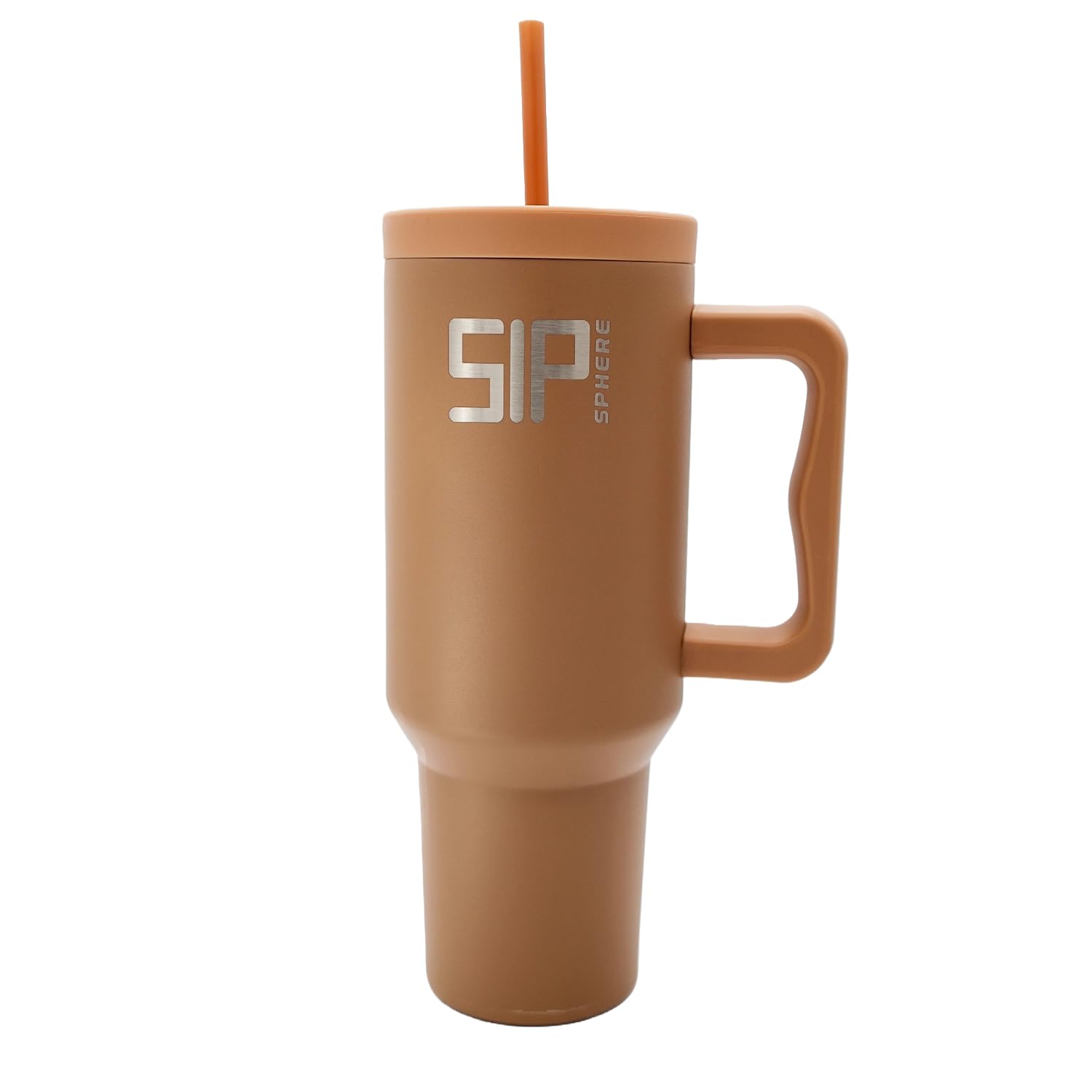 SIP SPHERE Tumbler 40oz Insulated Travel Mug with 2 Straws Double Wall Vacuum Insulated Car Cup Keeps Drinks Hot & Cold (Brown)