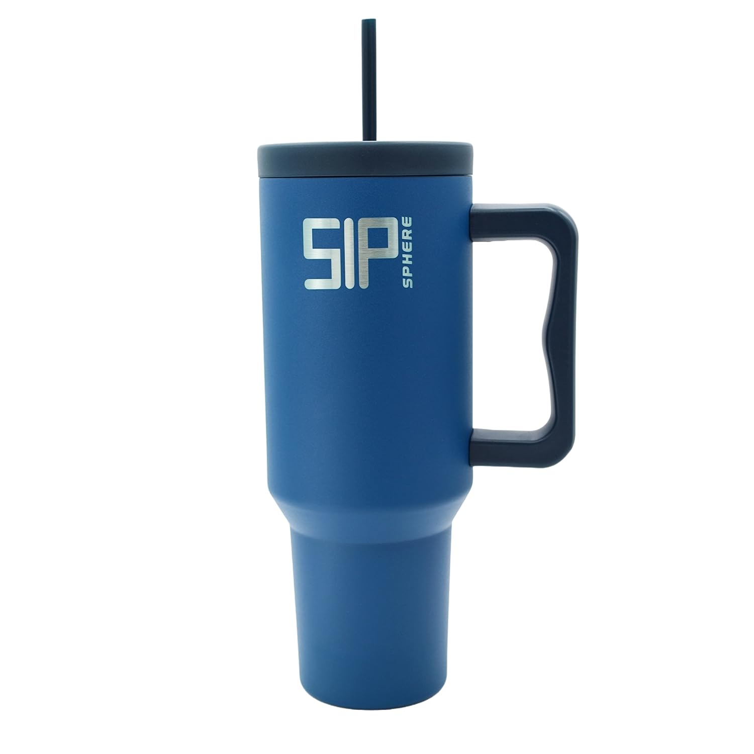 SIP SPHERE Tumbler 40oz Insulated Travel Mug with 2 Straws Double Wall Vacuum Insulated Car Cup Keeps Drinks Hot & Cold (Dark Blue)