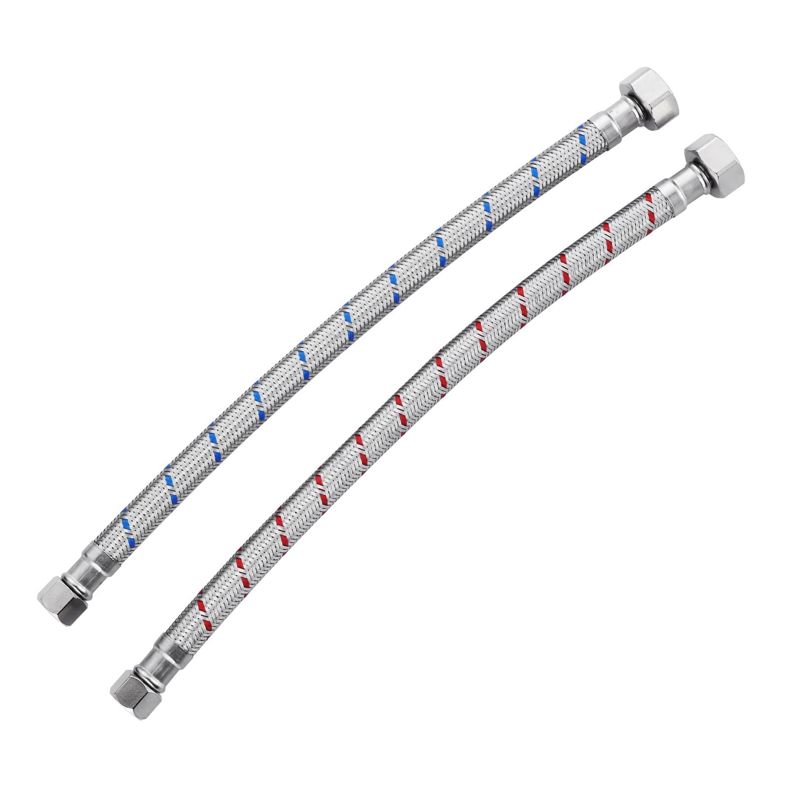 ALEASHA 12 Inch Faucet Supply Lines Stainless Steel Braided Supply Hose for Sink Faucet G1/2" FIP x 3/8" Compression Faucet Connector, cUPC Bathroom Water Hose Replacement Parts 2 PCS