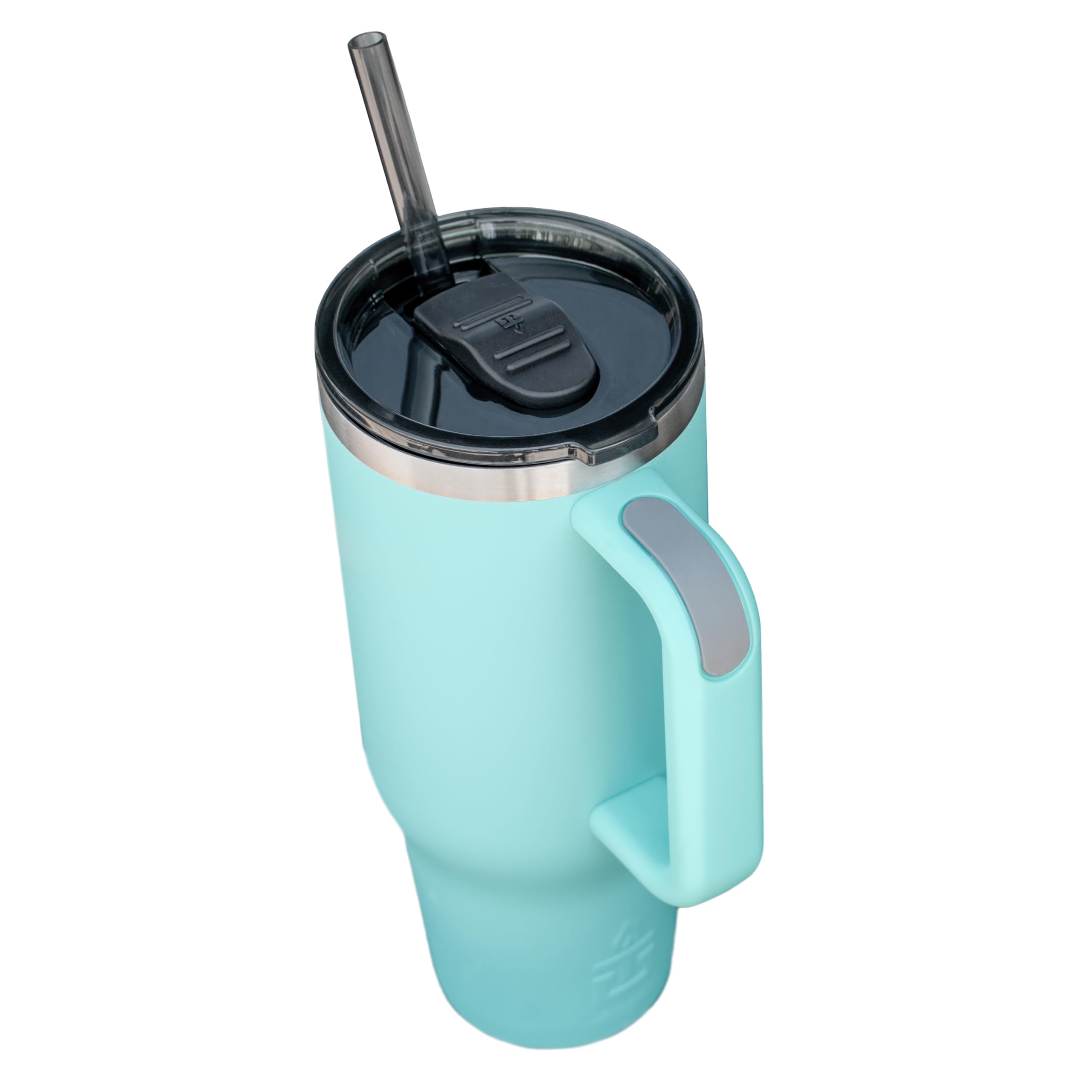 Tempercraft 40 oz Vacuum Insulated Tumbler with Straw & Handle | Custom Laser Engraved Options | Stainless Steel, Double-Wall Travel Mug (Black - Blank)