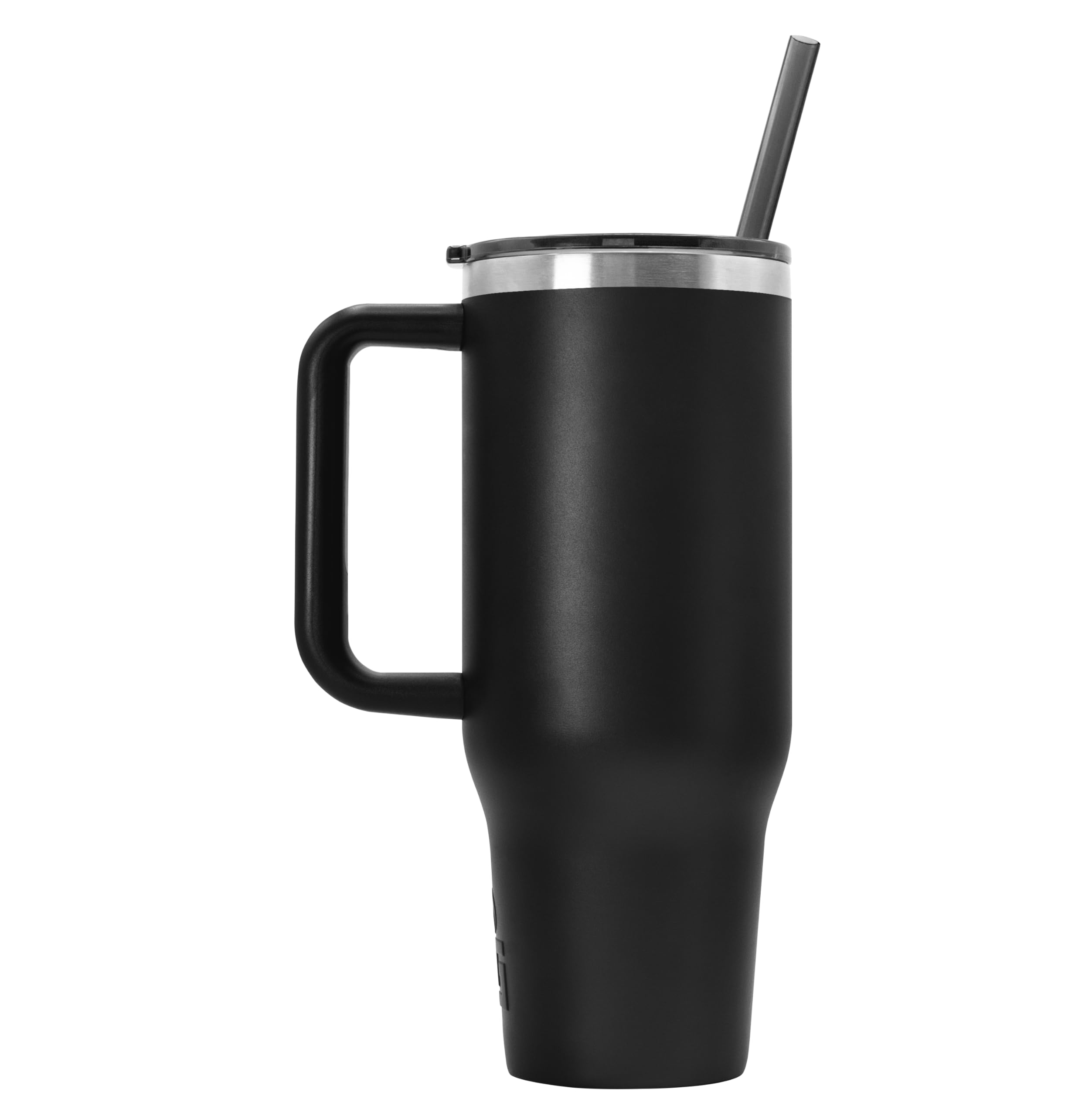Tempercraft 40 oz Vacuum Insulated Tumbler with Straw & Handle | Custom Laser Engraved Options | Stainless Steel, Double-Wall Travel Mug (Black - Blank)