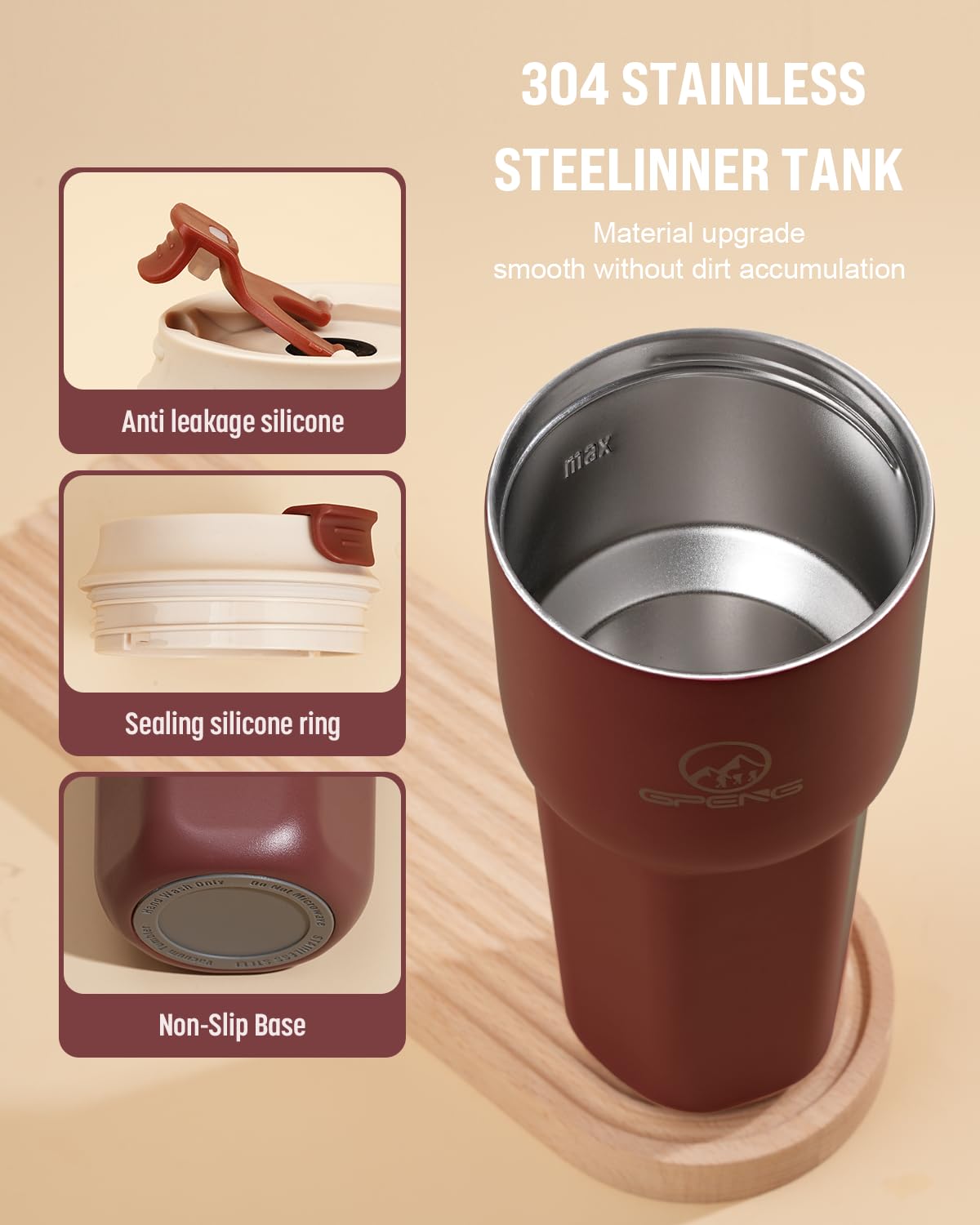 Gpeng 20 oz Insulated Stainless Steel Coffee Mug & Water Bottle with Tea Separation, Straw Lid, and Cup Holder - Keeps Drinks Hot or Cold for Hours. Perfect for Travel and Outdoor Activities!