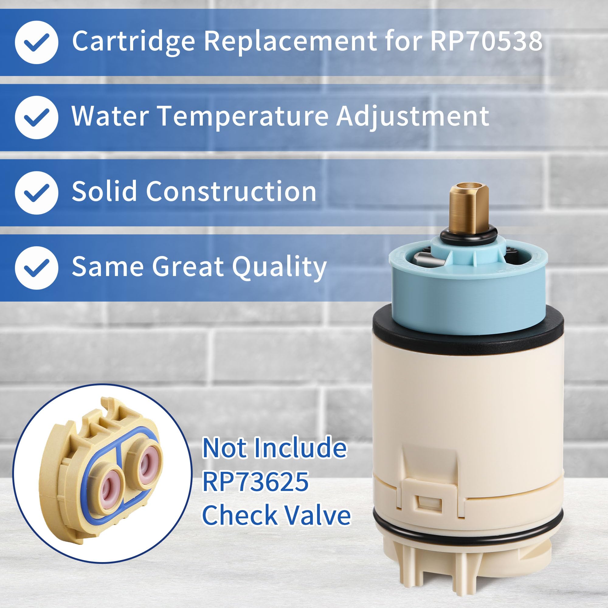 Dreyoo Single Function Pressure Balance Cartridge Replacement for RP70538, Shower Cartridge Compatible with Peerless and Delta Single Handle Tub/Showers Faucet (Check Valve Not Included) (2 Pack)