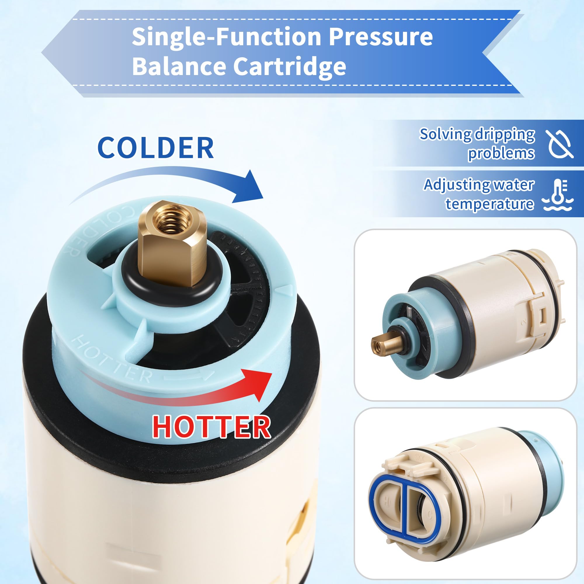 Dreyoo Single Function Pressure Balance Cartridge Replacement for RP70538, Shower Cartridge Compatible with Peerless and Delta Single Handle Tub/Showers Faucet (Check Valve Not Included) (2 Pack)