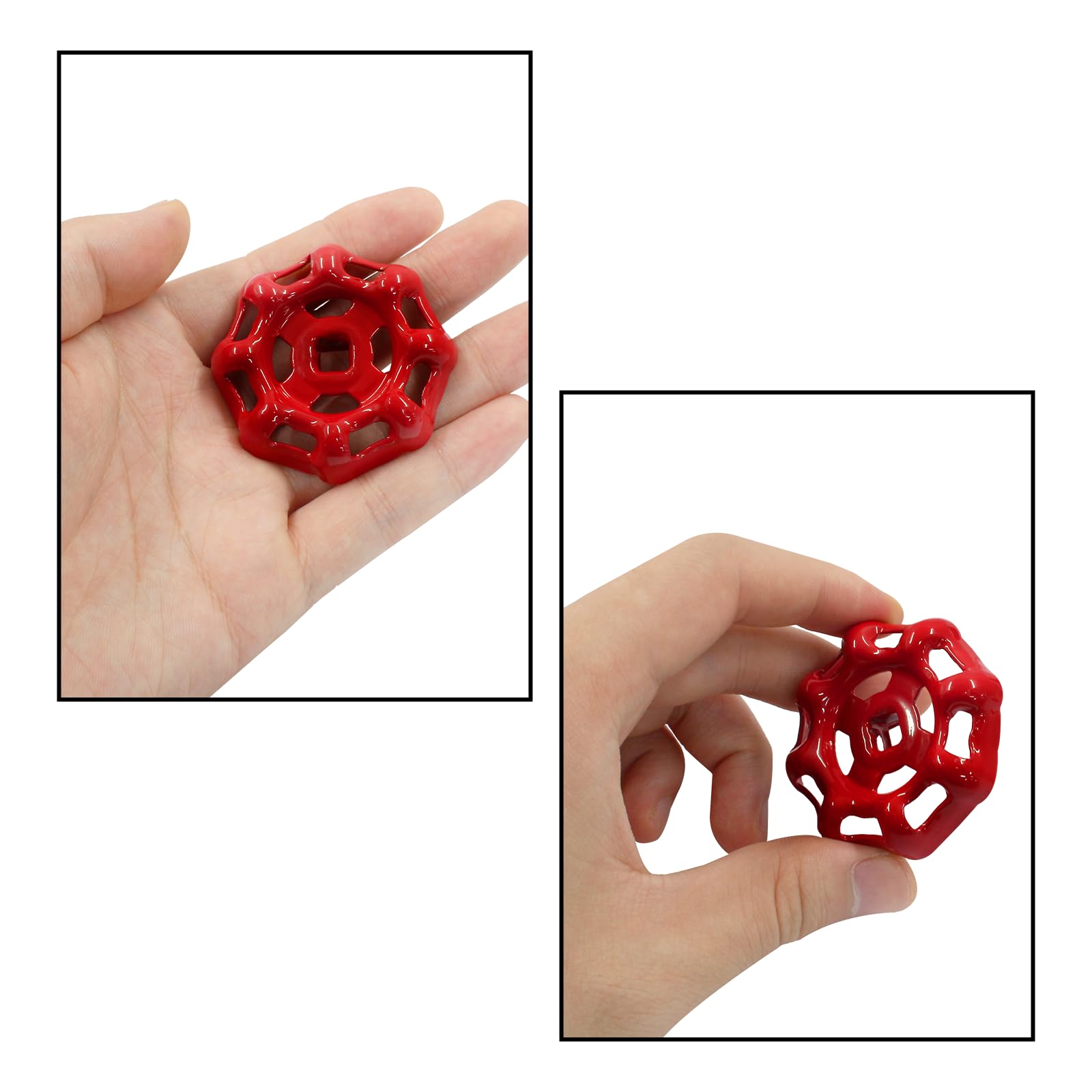 Unlorspy 2Pcs Red Round Wheel Handle Hose Bib Handle 6x6mm Iron Outside Faucet for Valve Shafts Replacement Parts