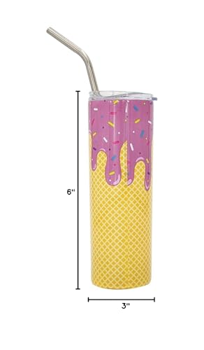 Siesta Drinkware - Personalized 20oz Food Theme Skinny Tumbler - Silicone Nonslip bottom and Double wall Vacuum Insulated - Stainless Steel (Ice Cream Melt, Without Customization)