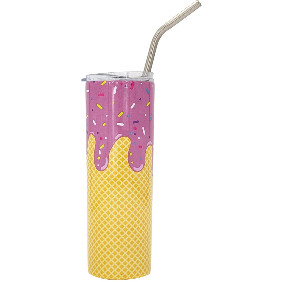Siesta Drinkware - Personalized 20oz Food Theme Skinny Tumbler - Silicone Nonslip bottom and Double wall Vacuum Insulated - Stainless Steel (Ice Cream Melt, Without Customization)