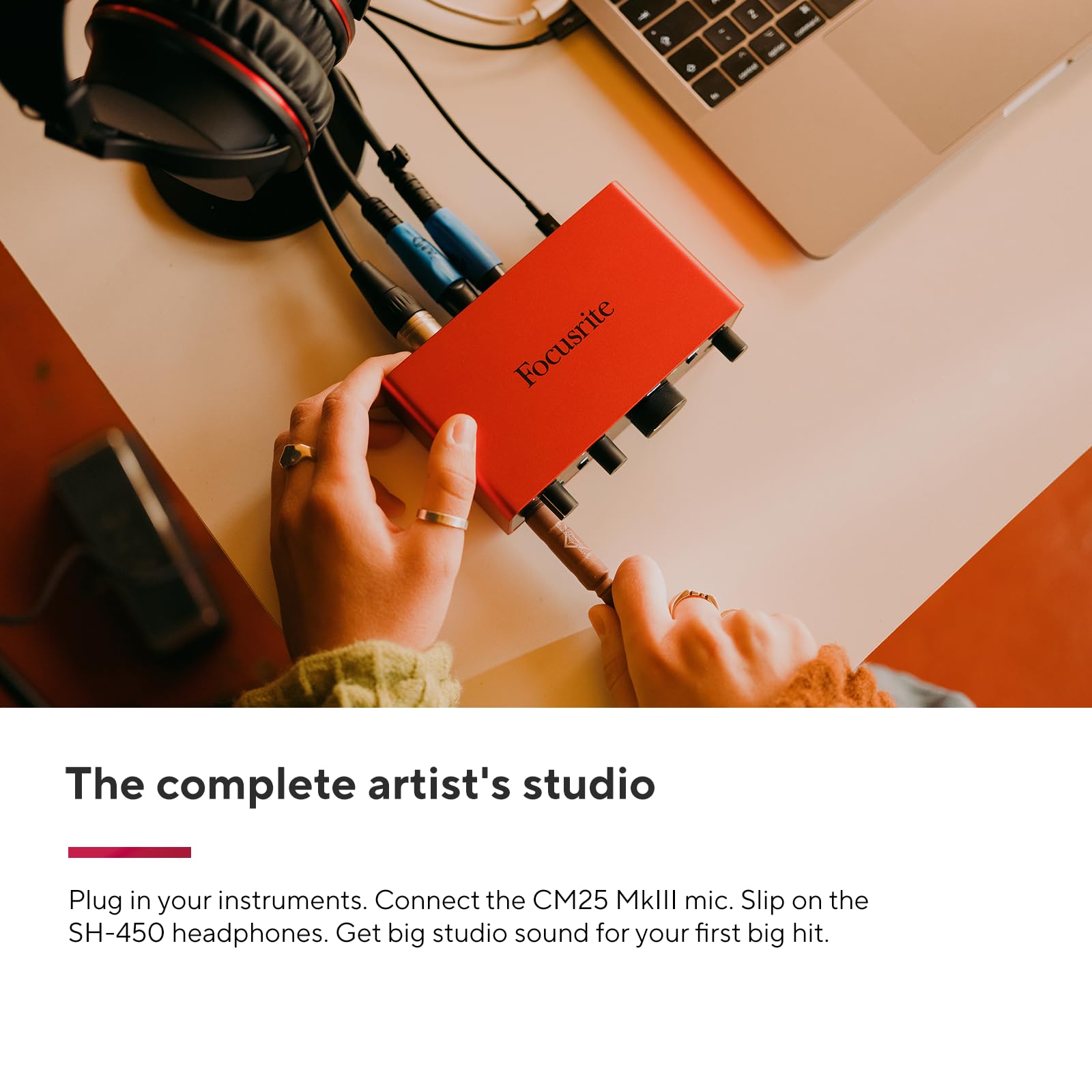 Focusrite Scarlett 2i2 Studio 4th Gen USB Audio Interface Bundle for the Songwriter with Condenser Microphone and Headphones for Recording, Streaming, and Podcasting (Renewed) (Renewed)