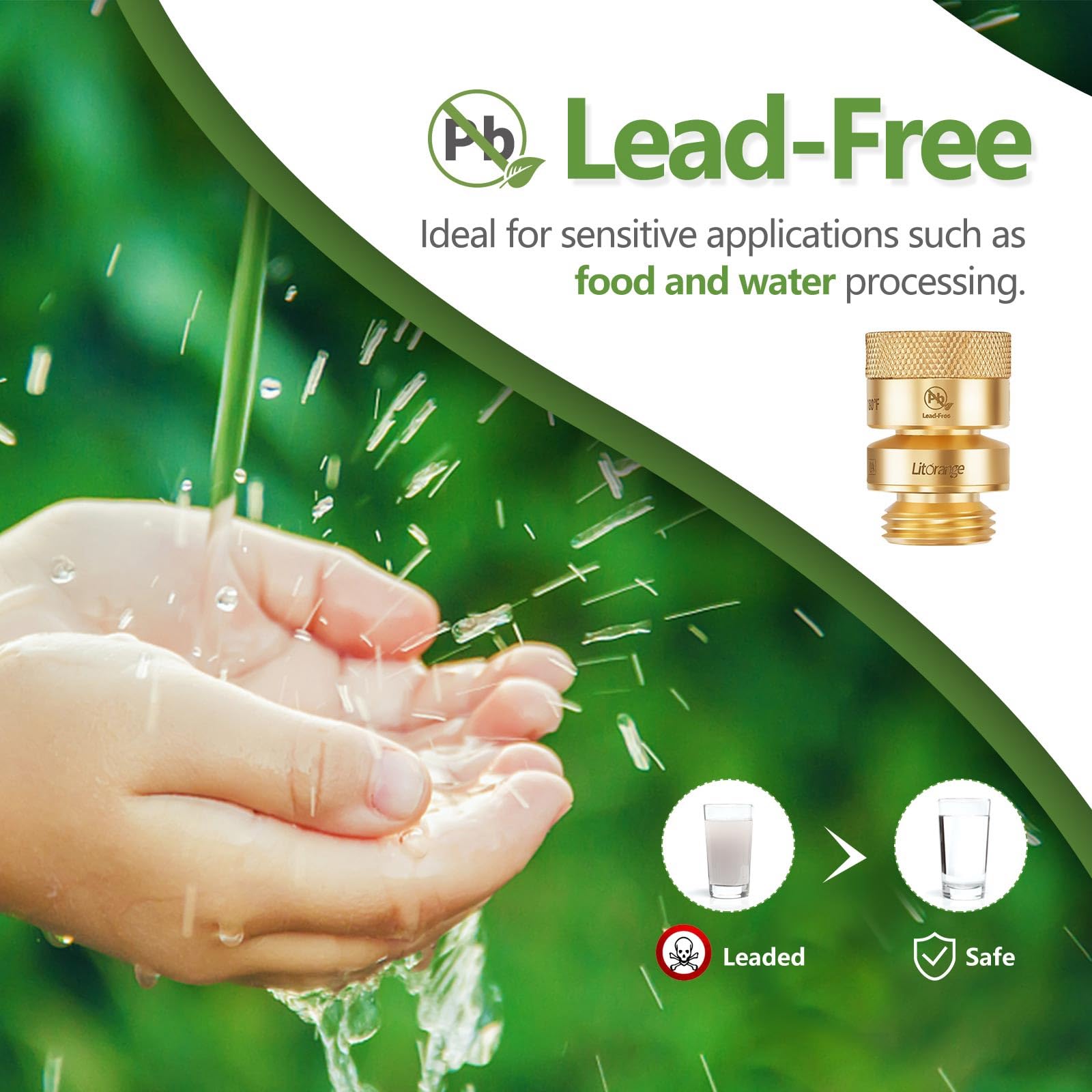 Litorange 1 Pack 1-1/16" Fine Thread (Female) Lead-Free Self-Draining Vacuum Breaker, PK 1390 Replacement Hose Bib Backflow Preventer with washers and Sealing Tape for Garden & indoor Spigot