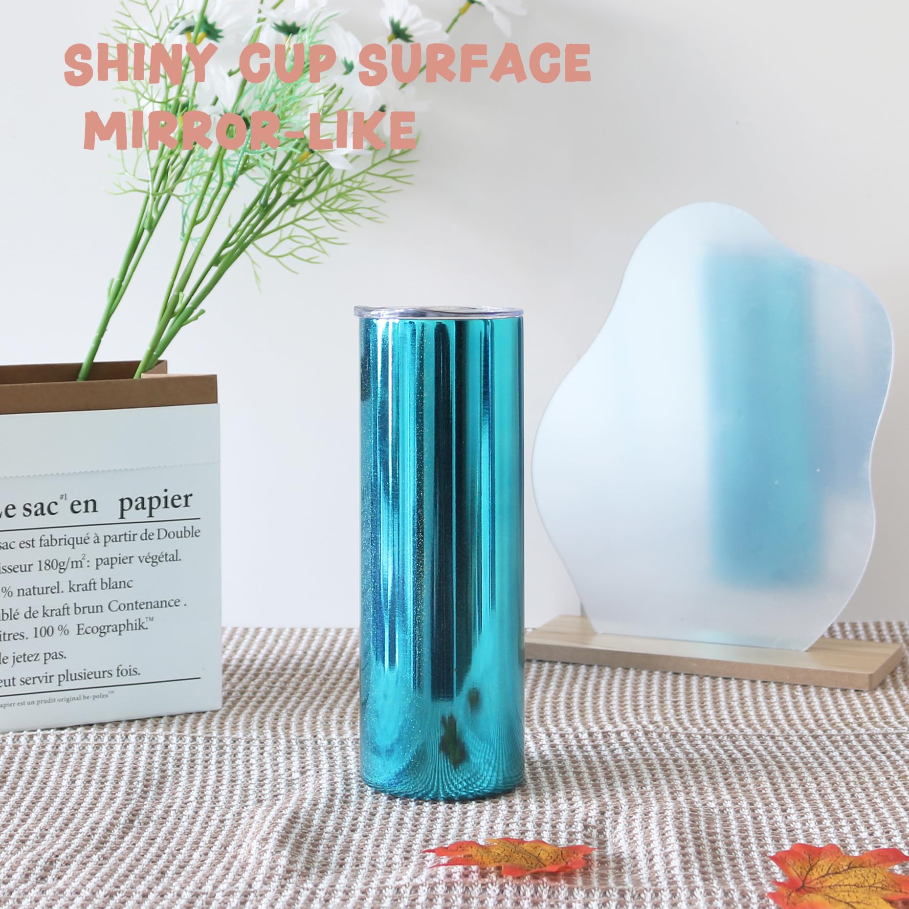 VEVELU 25 Pack 20 oz Stainless Steel Mirror Surface Glitter Sublimation Tumbler Blank with Straws Double Wall Insulated