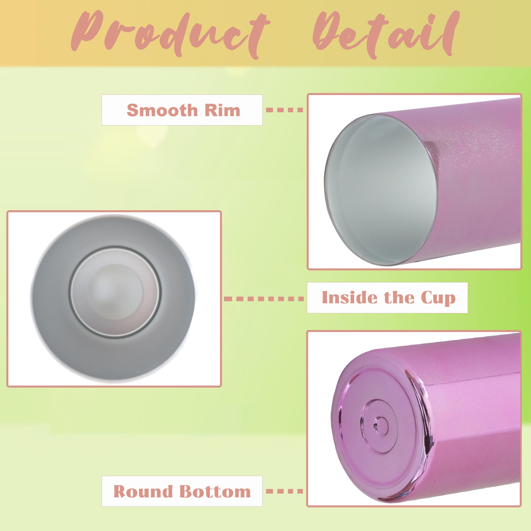 VEVELU 25 Pack 20 oz Stainless Steel Mirror Surface Glitter Sublimation Tumbler Blank with Straws Double Wall Insulated