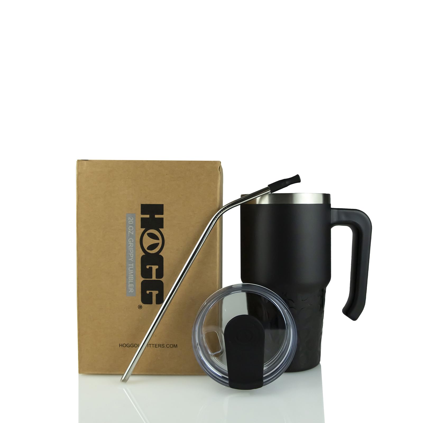 Hogg 20oz Grippy Tumbler with Removable Handle, Lid, and Stainless Steel Straw, DIY, Customizable, Double Wall Insulated Tumblers (Black Cheetah Bottom)
