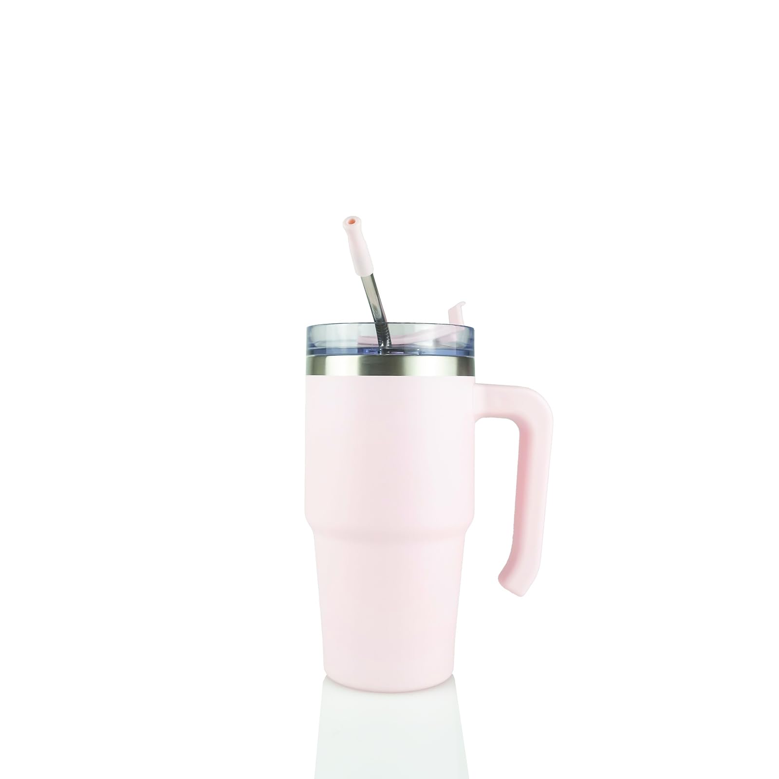 Hogg 20oz Grippy Tumbler with Removable Handle, Lid, and Stainless Steel Straw, DIY, Customizable, Double Wall Insulated Tumblers (Pink)