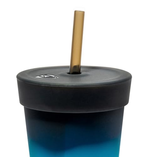 Silipint: Silicone Kids 8oz Straw Tumblers: 2 Pack - Moon Beam & Mountain Air -Unbreakable Cups, Sustainable, Airtight Lid, Flexible