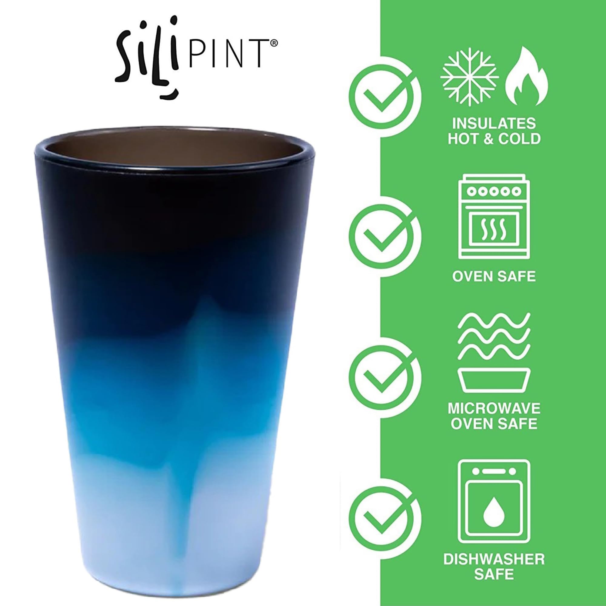 Silipint: Silicone Pint Glass Set - 2 Pack Sun Storm & Moon Beam - 16oz Unbreakable Cups, Flexible, Hot & Cold, Sustainable
