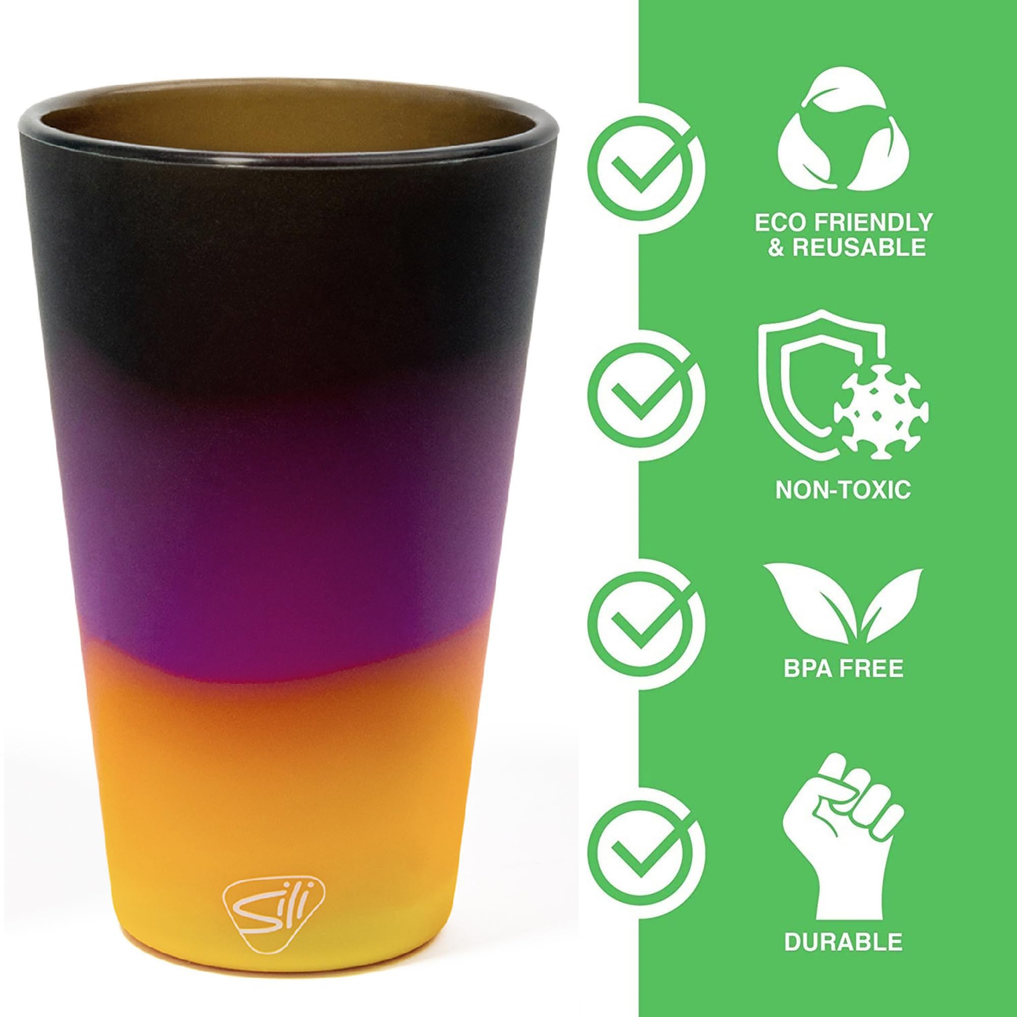 Silipint: Silicone Pint Glass Set - 2 Pack Sun Storm & Moon Beam - 16oz Unbreakable Cups, Flexible, Hot & Cold, Sustainable
