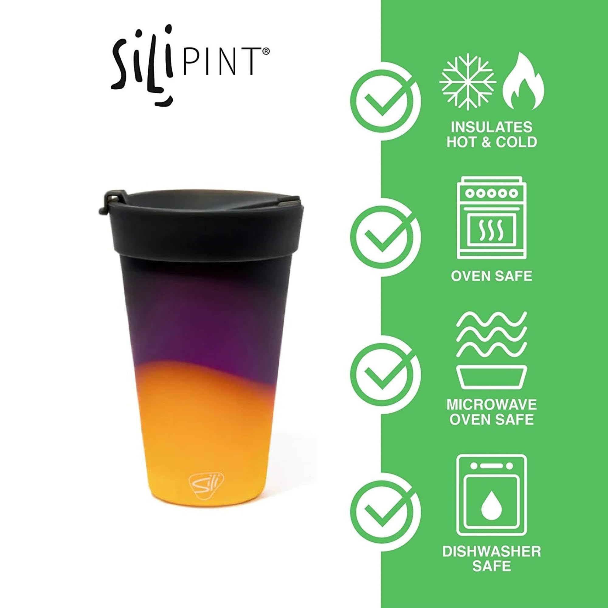 Silipint: Silicone 16oz Coffee Tumblers: 2 Pack Sun Storm - Unbreakable Cups, Reusable, Sustainable, Flexible, Hot & Cold Drinks