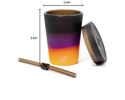 Silipint: Silicone Kids 8oz Straw Tumblers: 2 Pack - Sun Storm -Unbreakable Cups, Sustainable, Airtight Lid, Hot & Cold, Flexible