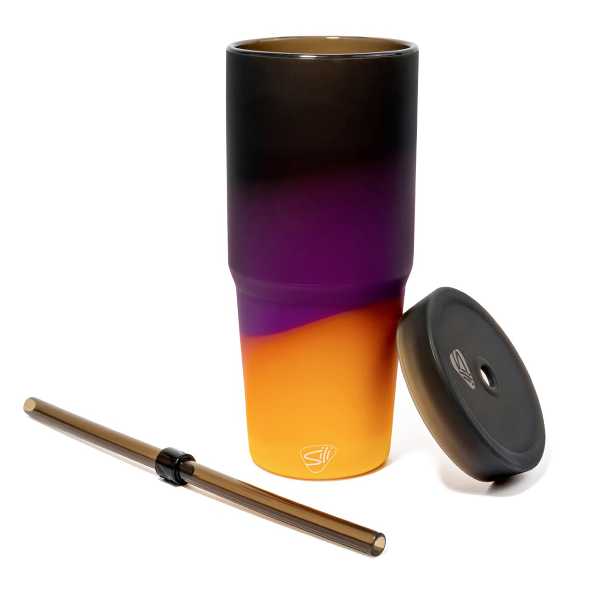 Silipint: Silicone 32oz Straw Tumbler: Sun Storm - Reusable, Unbreakable, Flexible, Sustainable, Hot or Cold, Airtight Lid, Travel