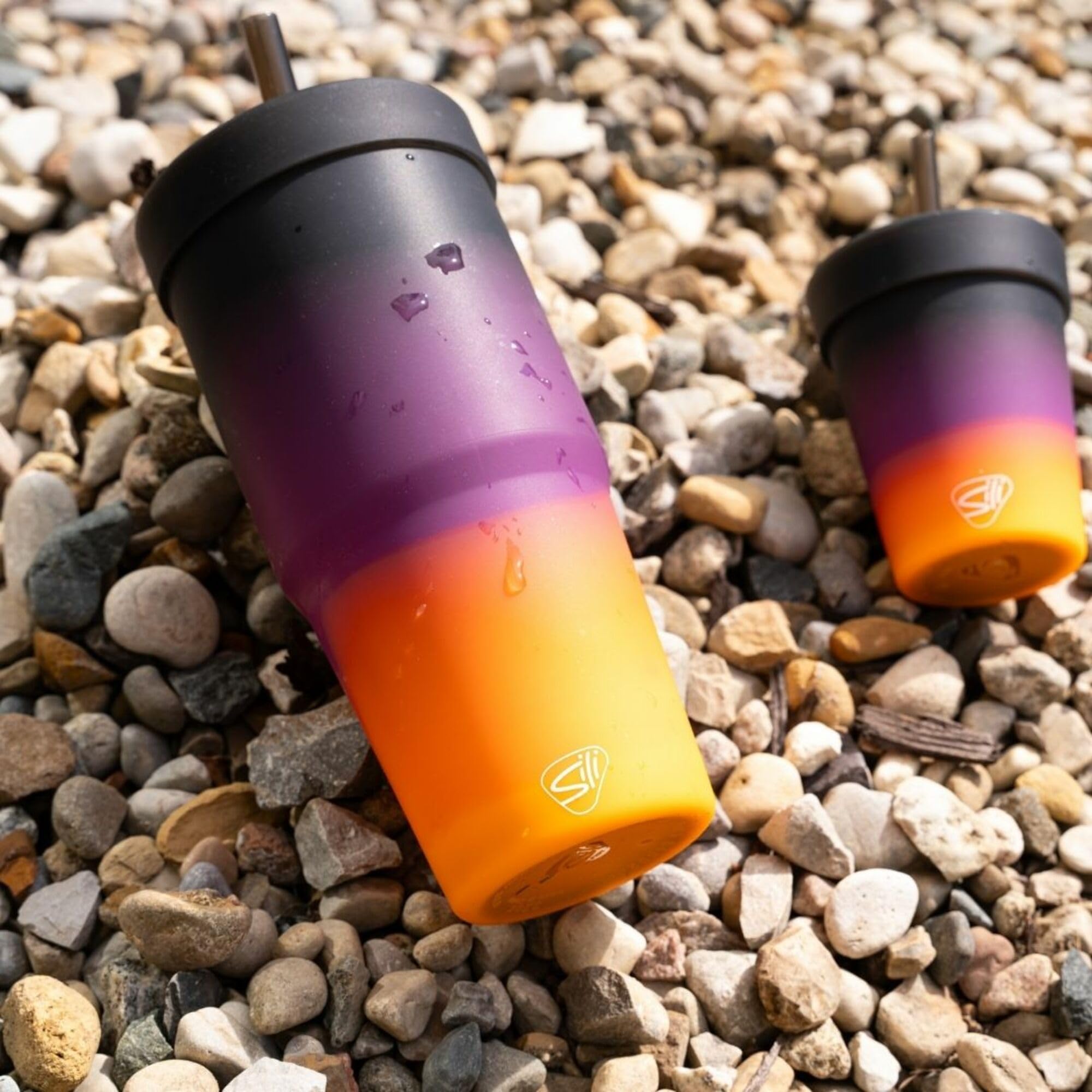 Silipint: Silicone 32oz Straw Tumbler: Sun Storm - Reusable, Unbreakable, Flexible, Sustainable, Hot or Cold, Airtight Lid, Travel