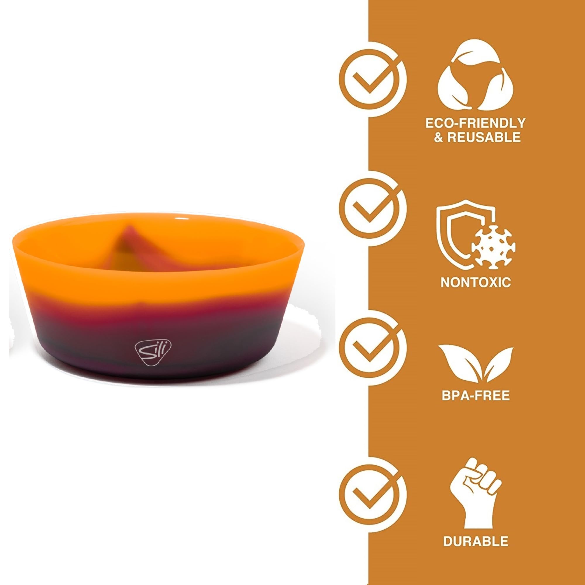 Silipint: Silicone 18oz Squeeze-A-Bowl Set of 4: Sun Storm - Microwavable, Flexible, Sustainable, Unbreakable, Non-Slip, Easy Grip