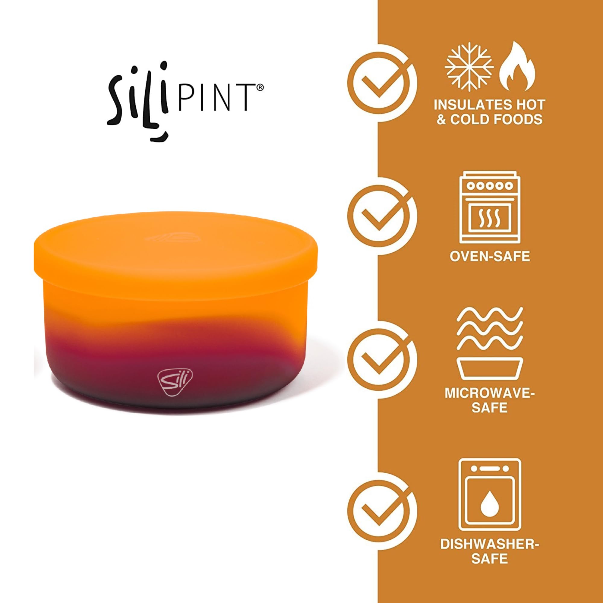 Silipint: Silicone 30oz Lidded Bowls: 2 Pack Sun Storm - Unbreakable, Flexible, Microwave-Oven-Dishwasher, Non-Slip, Sustainable
