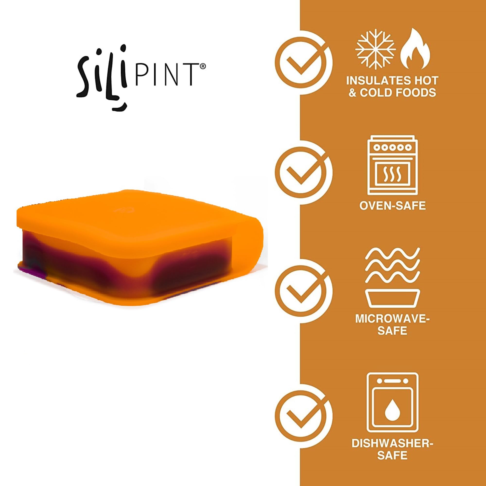 Silipint: Silicone Go Go Bowls: Set of 4: Sun Storm - Sizes: 10, 20, 30 oz & Sandwich Size - Microwavable, Attached Lid, Sustainable