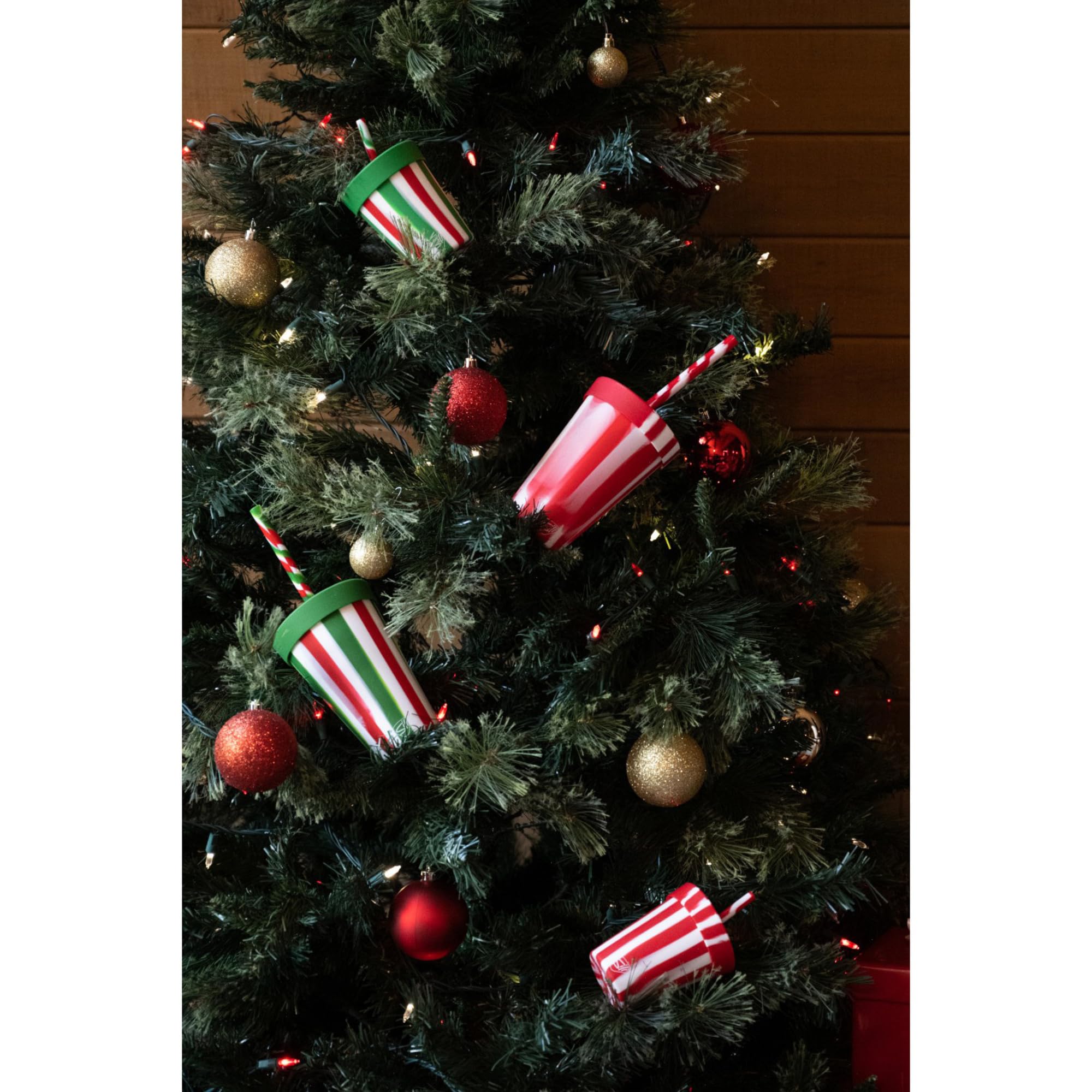 Silipint: Silicone Kids 8oz Straw Tumblers: 2 Pack - Peppermint & Poinsettia - Stocking Stuffer, Holiday Gift, Flexible, Sustainable