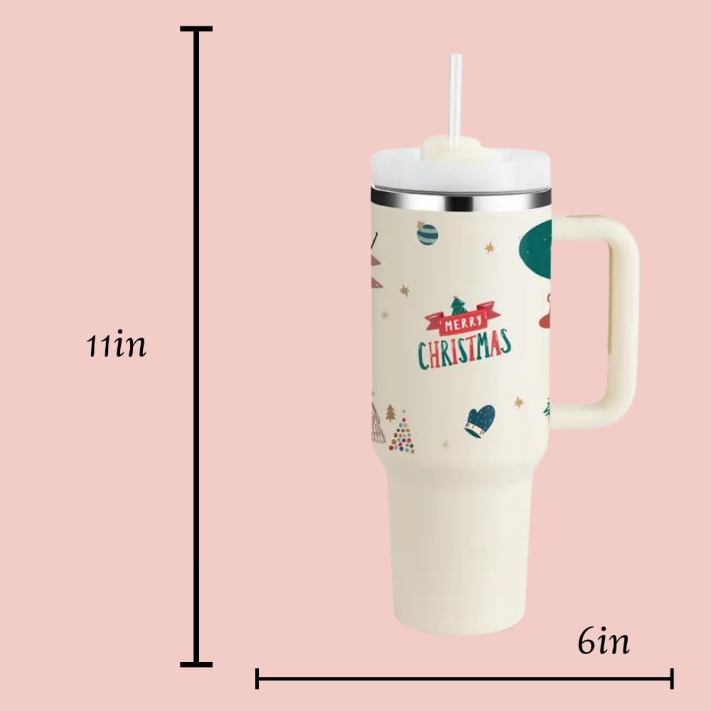 LLGT Christmas Hydration H2O Hero Stainless Steel Vacuum Insulated Tumbler with Handle and Straw| Double Wall Insulated Cup Reusable Stainless Steel