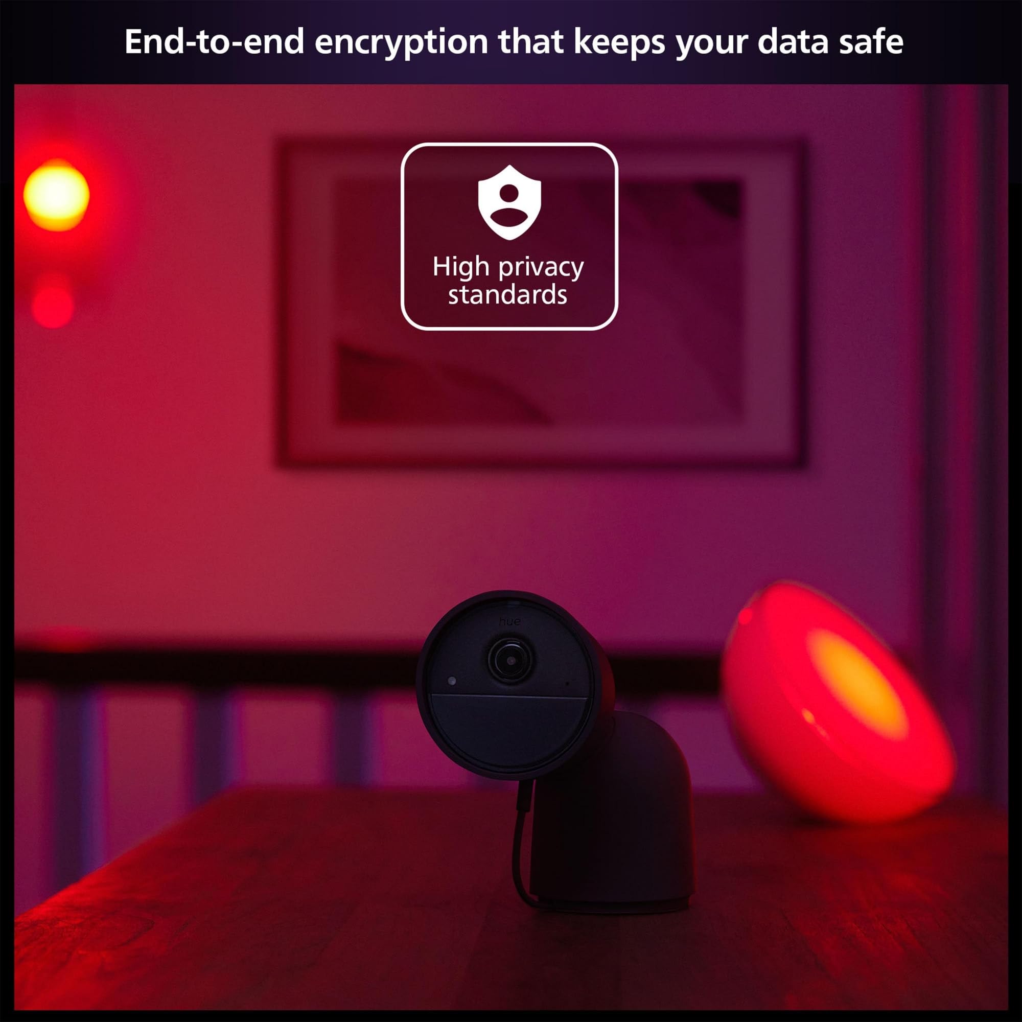 Philips Hue Secure Desktop Wired Smart Home Security Camera, Black - 1 Pack - 1080P HD Video - Night Vision - Motion Detection - Two-Way Talk - Indoor/Outdoor - Weatherproof - Works with Hue App