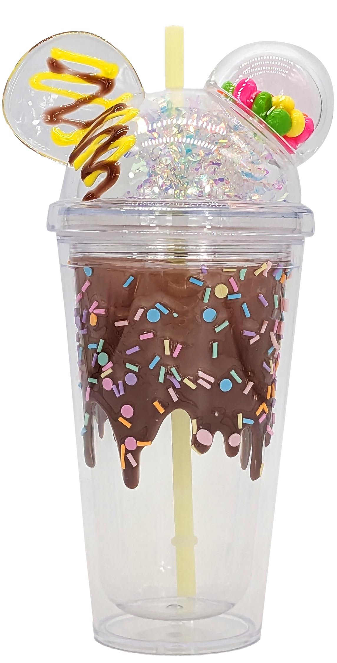 Siesta Drinkware - 16oz Kids Mickey Melt with Candy Plastic Bottle - Cold Beverages ONLY- Eco-friendly - 100% Food Grade Silicone - BPA Free (Yellow)