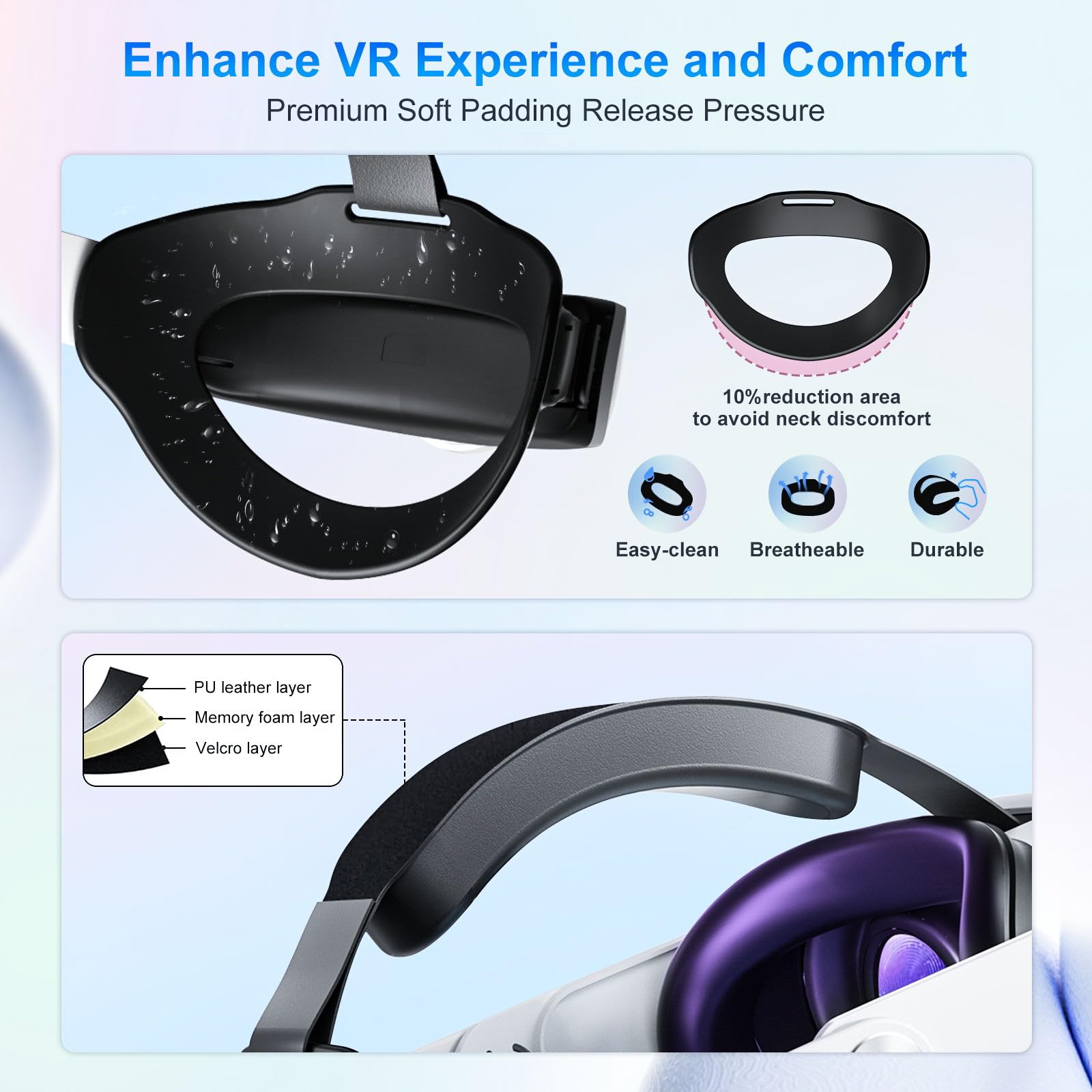 Saqico Head Strap Battery Compatible with Meta Quest 3S/Quest 3-10000mAh Elite Strap with Battery Pack Extend Playtime - Enhanced Support for Quest 3S - Replacement Battery Head Strap Accessories