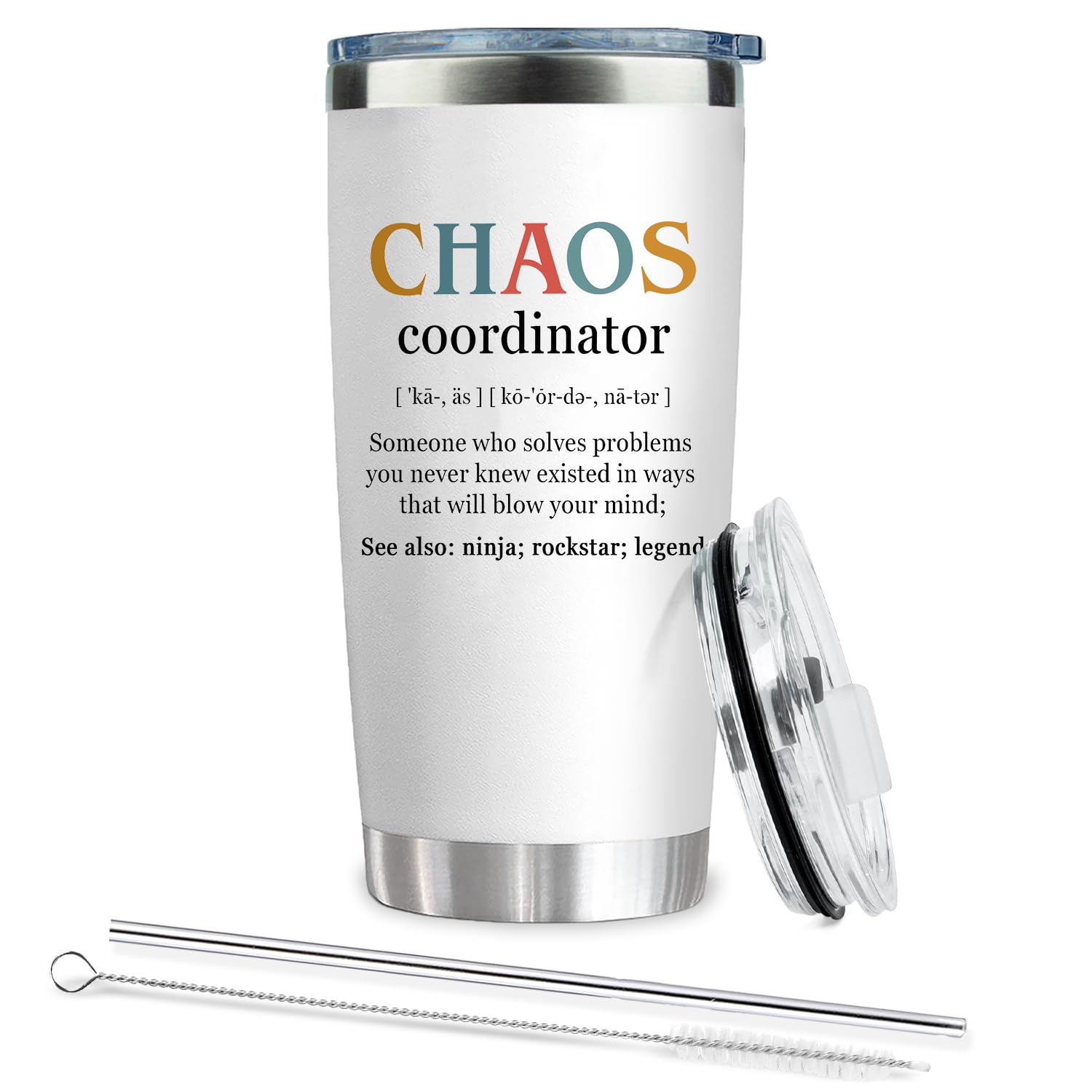 CHICKOR Chaos Coordinator Tumbler 20Oz - Inspiration Gift for Boss Lady, Manager, Assistant, Teacher, Mom, Officer, Women, Appreciation Gift For Coworkers - Christmas, Birthday, Retire, Thank You Gift