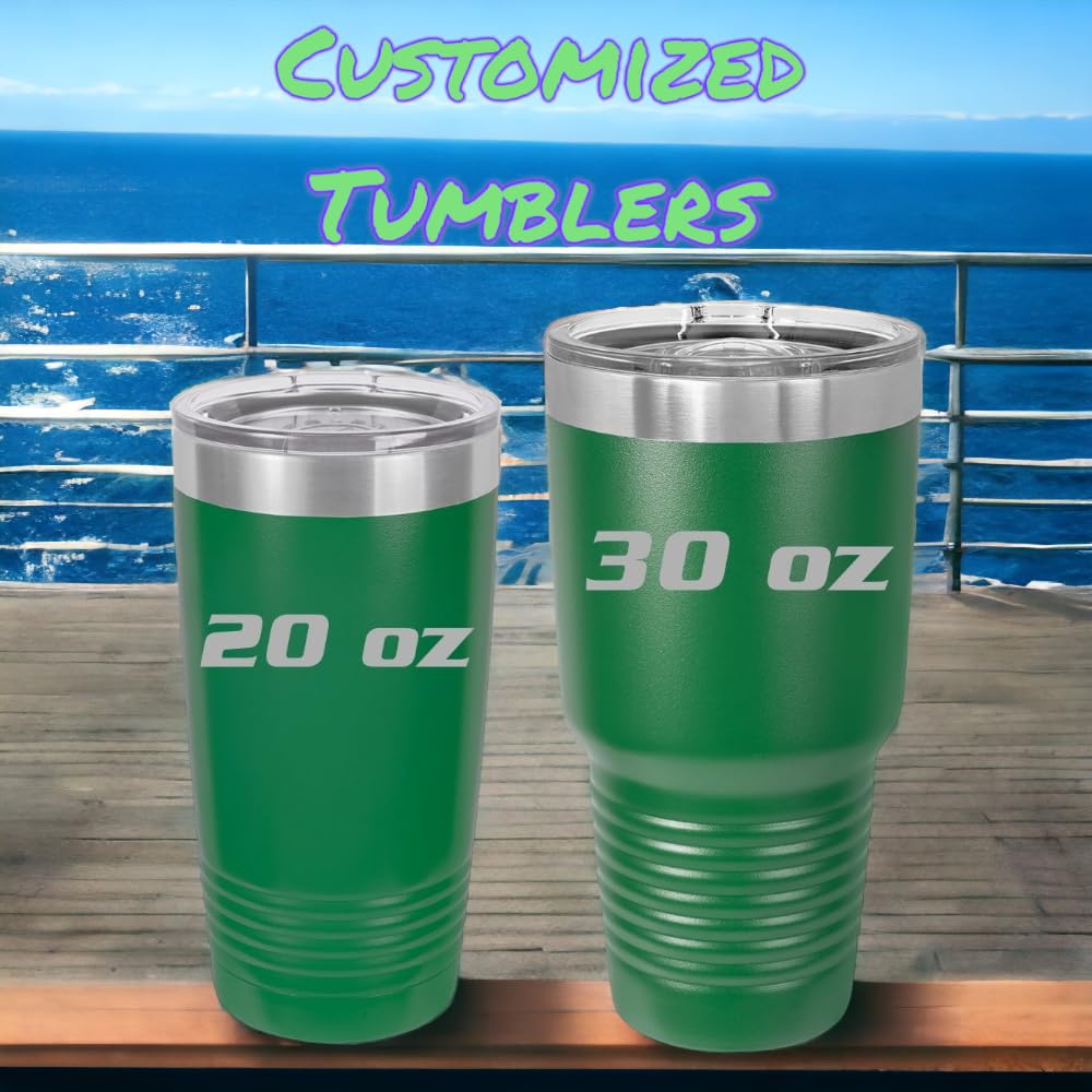 OEZZO Custom Tumbler, Double Wall Personalized Bottles, Laser Engraved Text for Special Occasions (Green, 20oz)