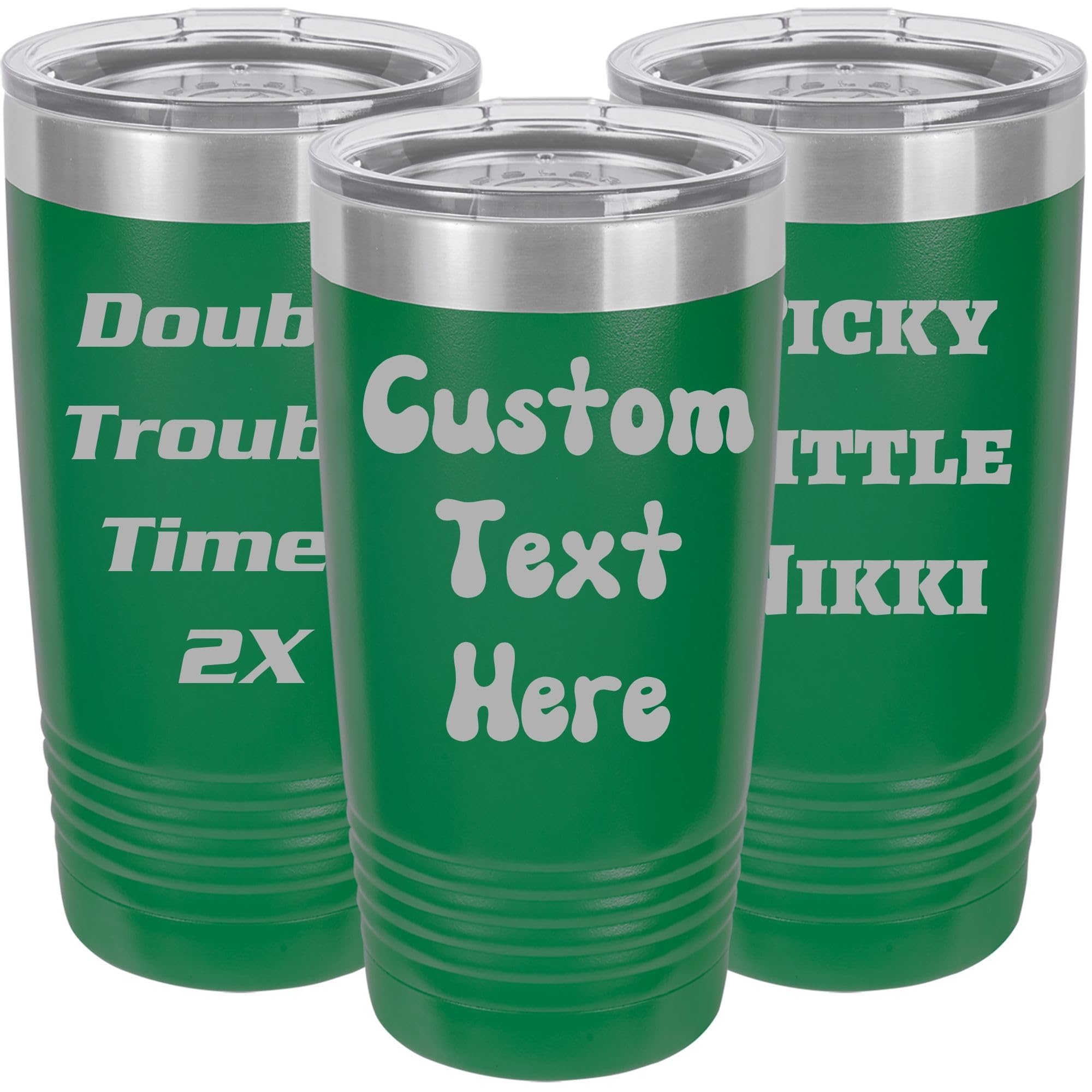 OEZZO Custom Tumbler, Double Wall Personalized Bottles, Laser Engraved Text for Special Occasions (Green, 20oz)